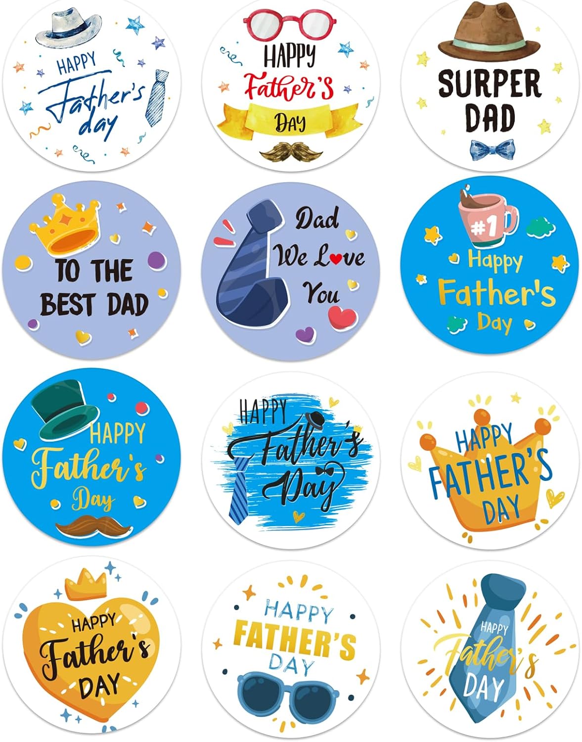 Amazon.com: JUESMOS Happy Father's Day Stickers,48PCS 1.5" Round ...