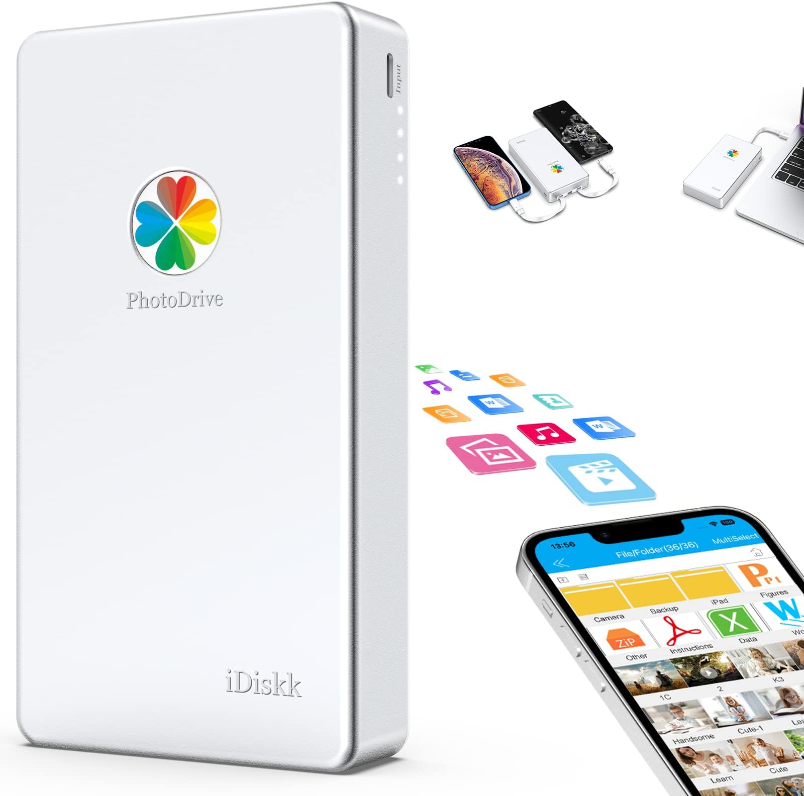 iDiskk MFi Certified 3 in 1 1TB Lightning External Hard Drive for ...