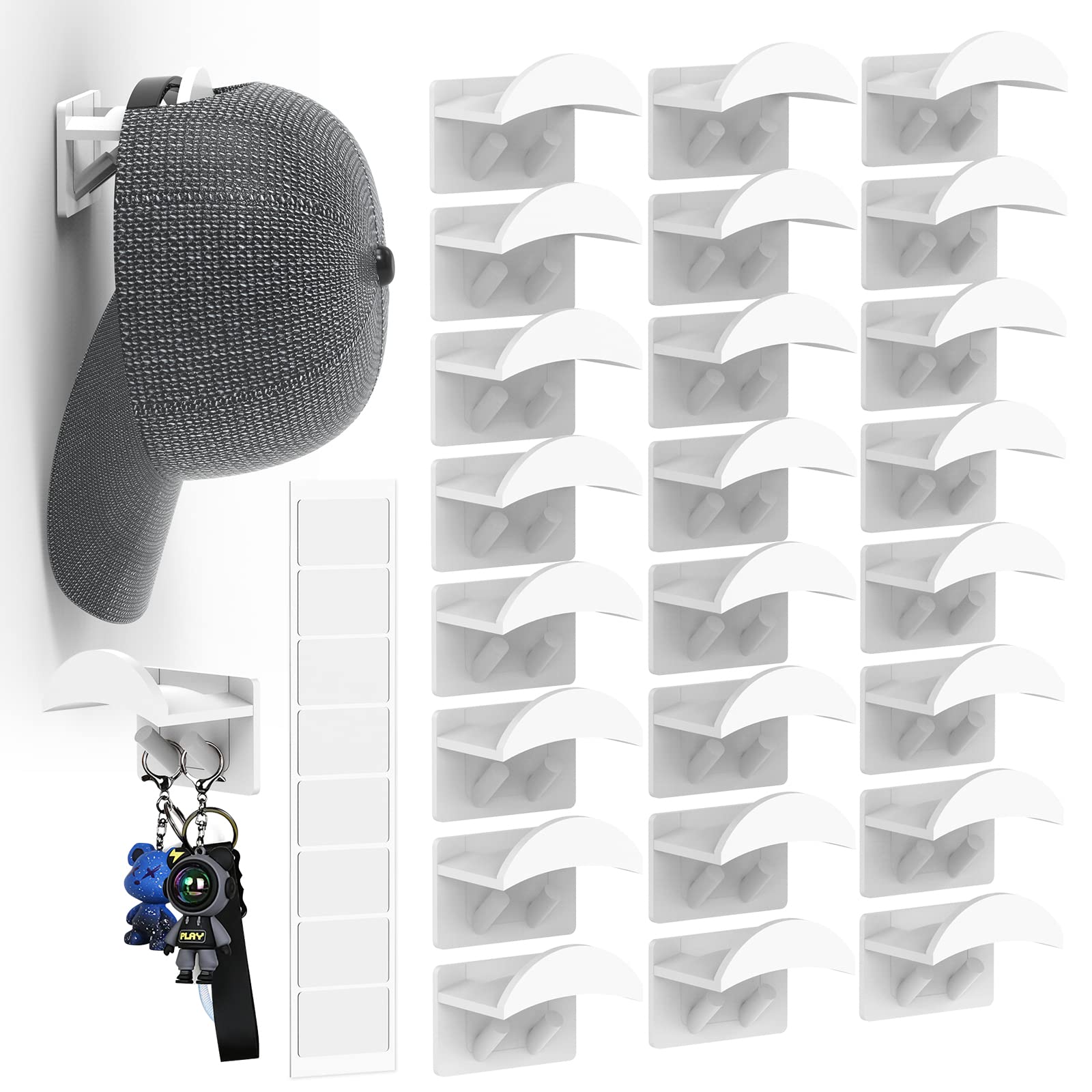 Amazon.com: Heynew Adhesive Hat Hooks for Wall - Hat Rack for Baseball ...
