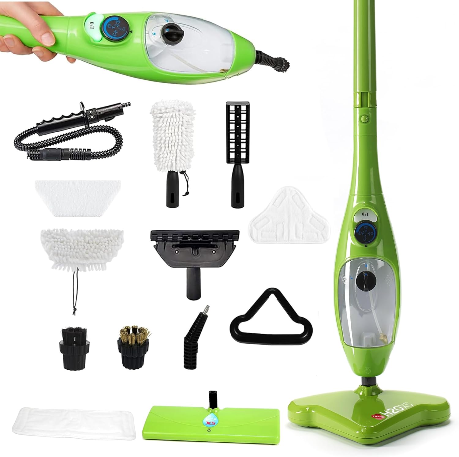 Amazon.com: H2O MOP X5 Steam Mop & Large Mop Head - 11pc - For Cleaning ...