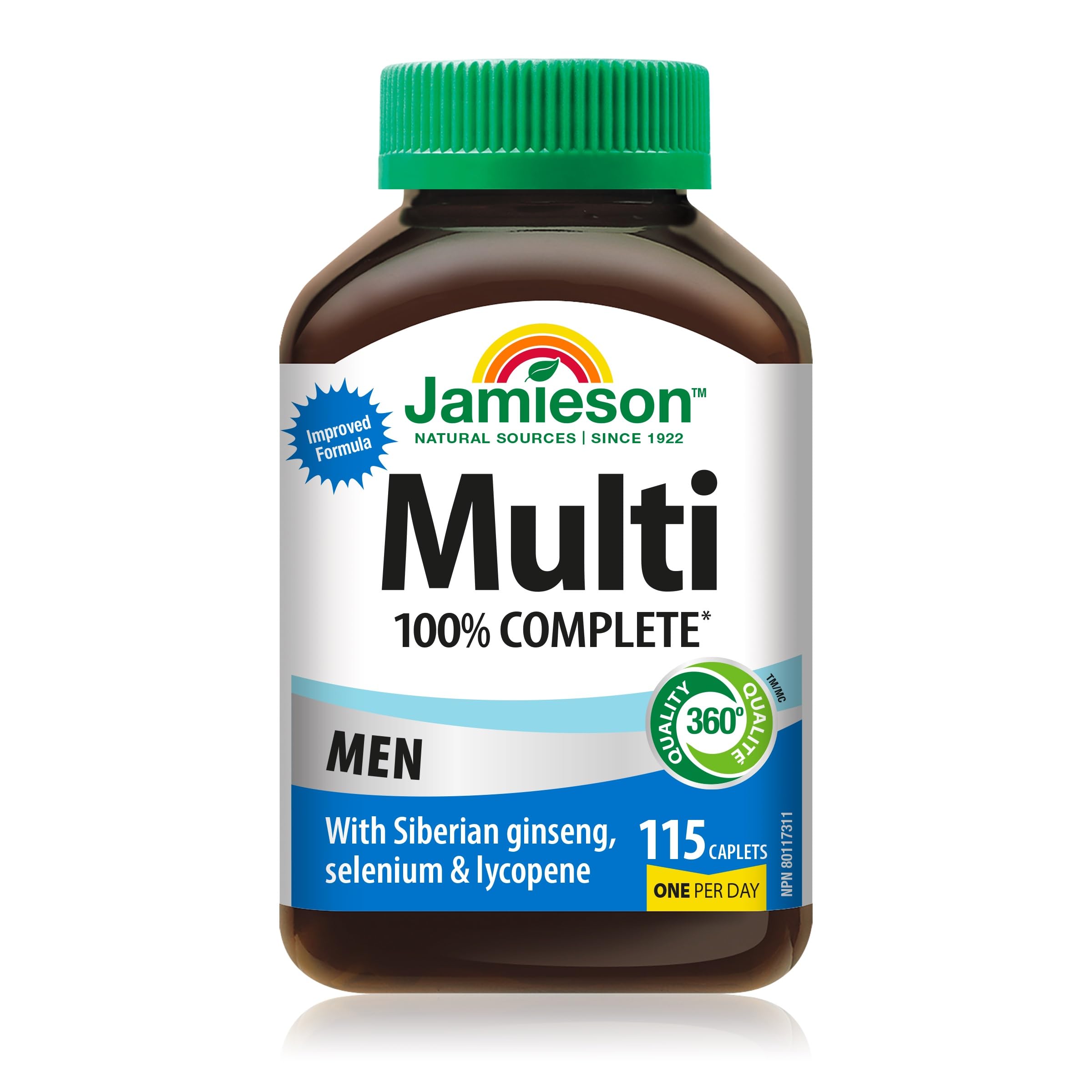 Jamieson 100% Complete Multivitamin for Adult Men, with Siberian Ginseng, Selenium & Lycopene ...