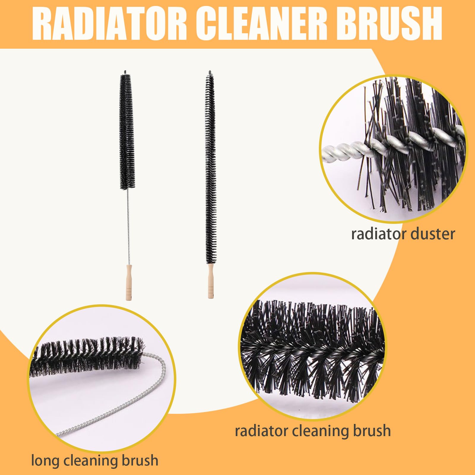 2 Pack Radiator Cleaner Brush Radiator Brush Flexible Soft Long Radiator Brushes for Cleaning ...