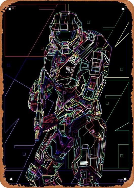 Amazon.com : Movie arcade game poster metal tin sign Neon line art ...
