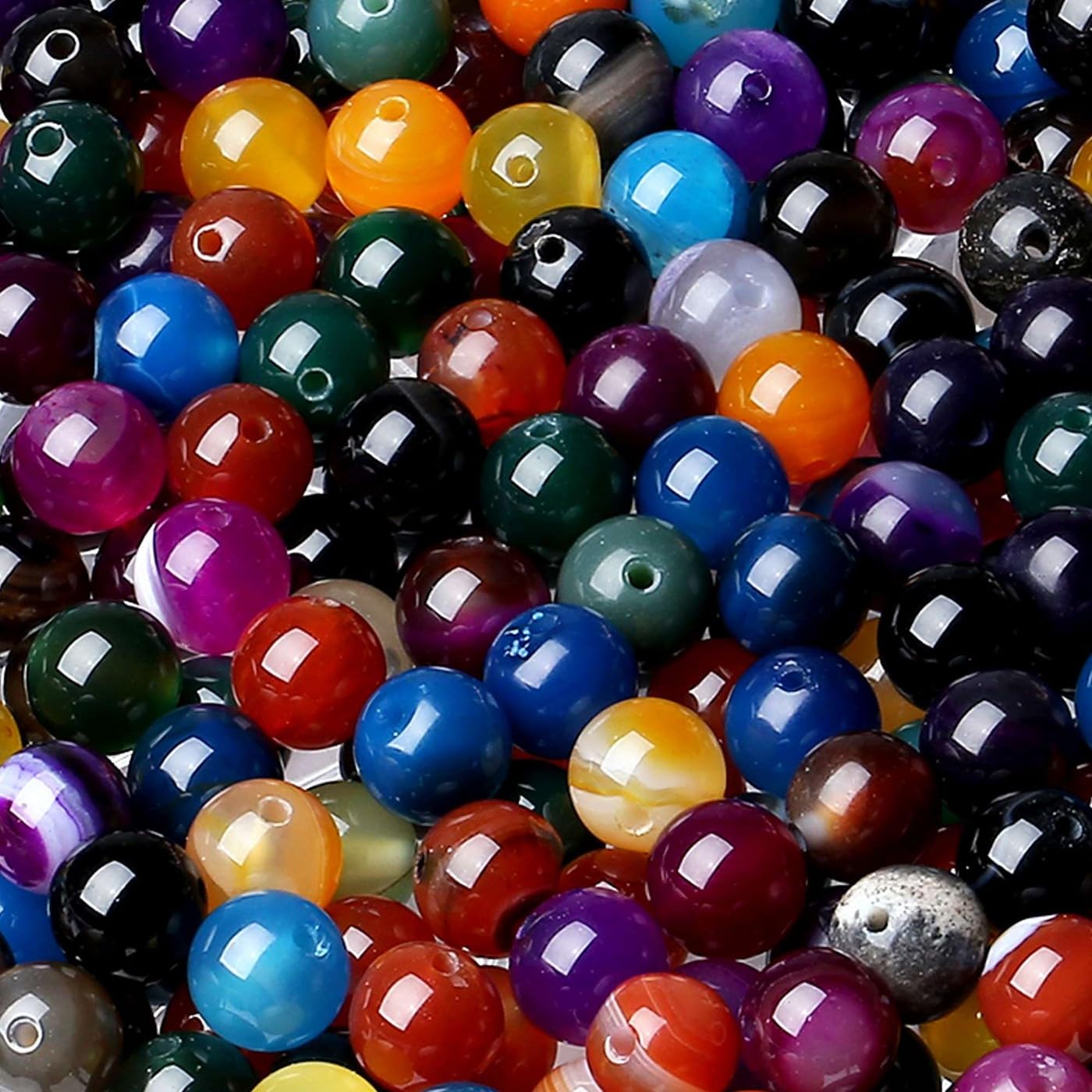 Amazon.com: LAIDANLA Colorful Agate 8mm Natural Stone Beads Round Loose ...