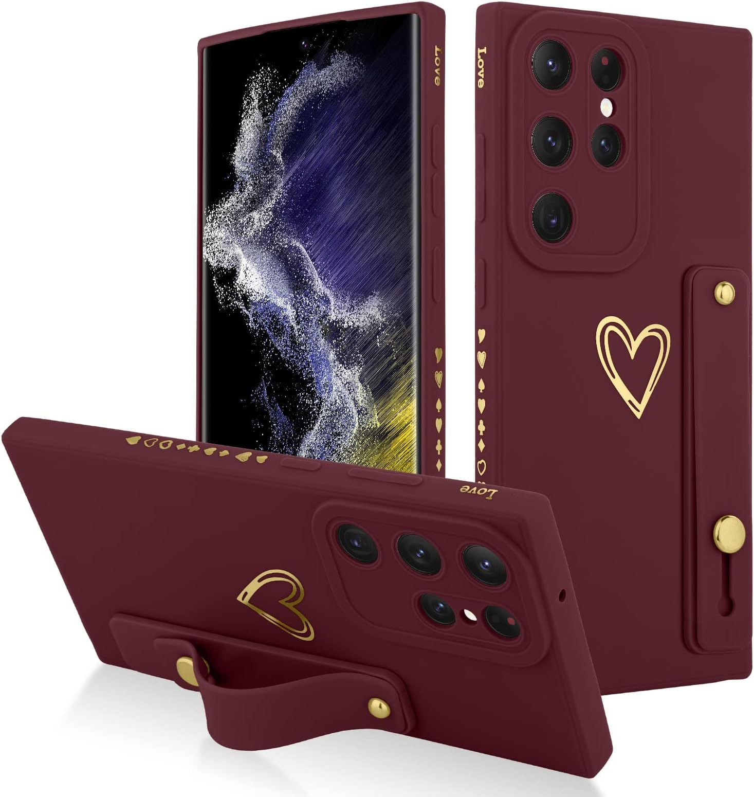 Amazon.com: Fiyart Designed for Samsung Galaxy S24 Ultra Case with Phone Stand Holder Cute Love ...