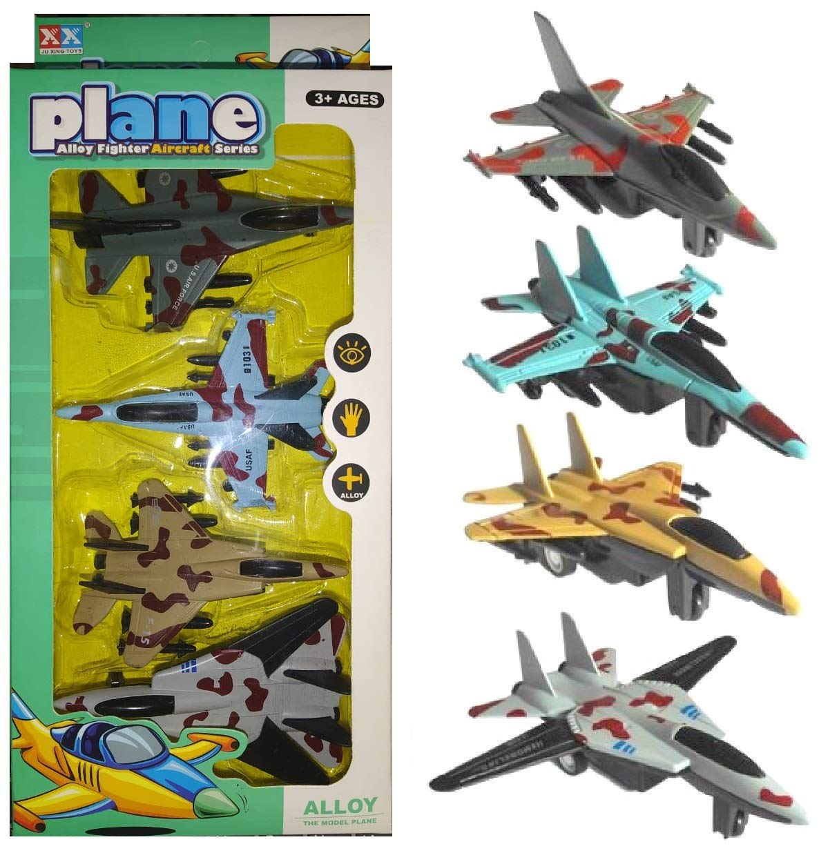Buy IndusBay 4 Inches Long Mini Alloy Army Fighter Jet Plane F-15 ...