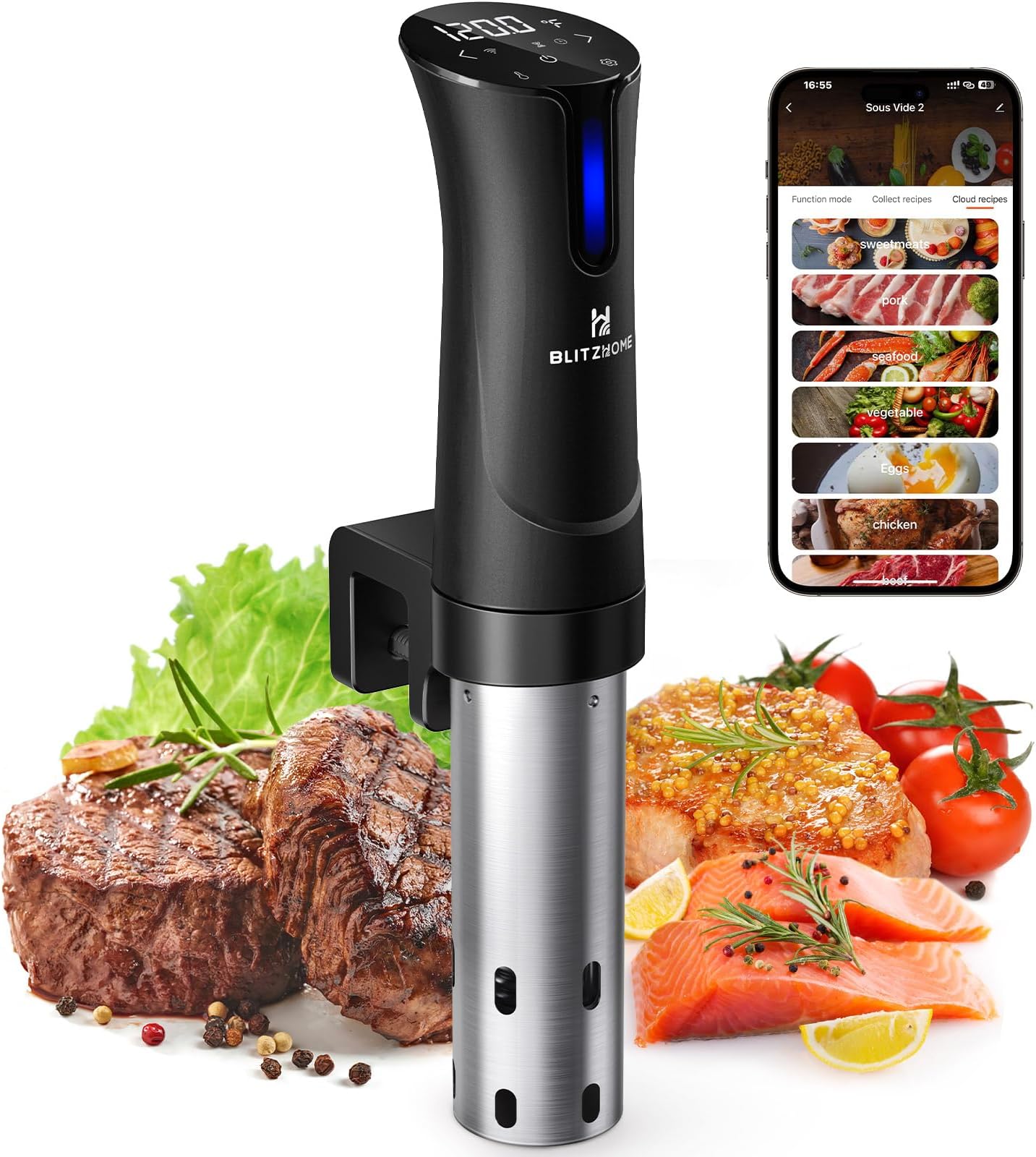 Amazon.com: BLITZHOME Sous Vide Machine, WiFi APP Included, 1100W Sous ...