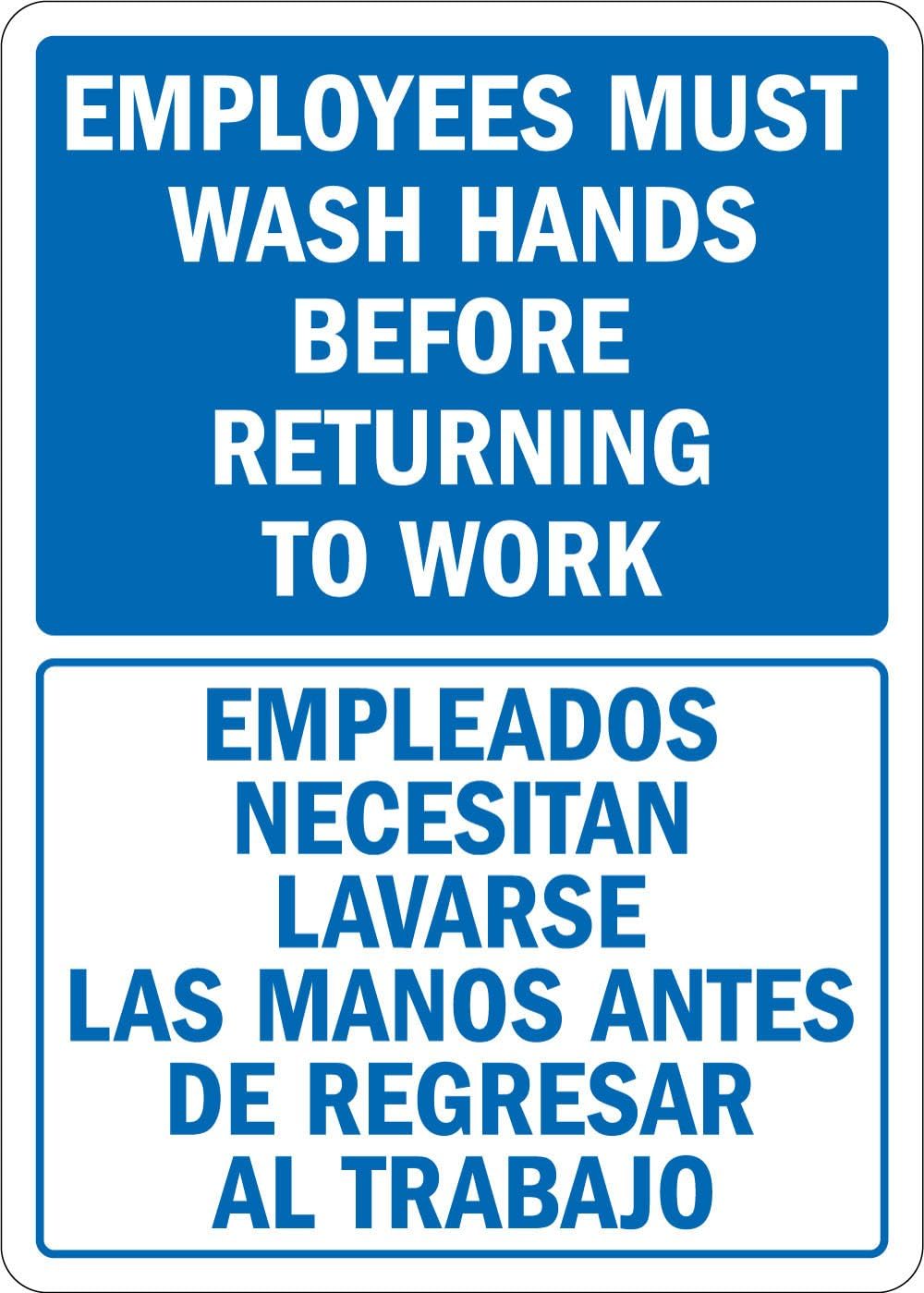 SmartSign Plastic Sign, Legend "Employees Wash Hands Before Returning ...