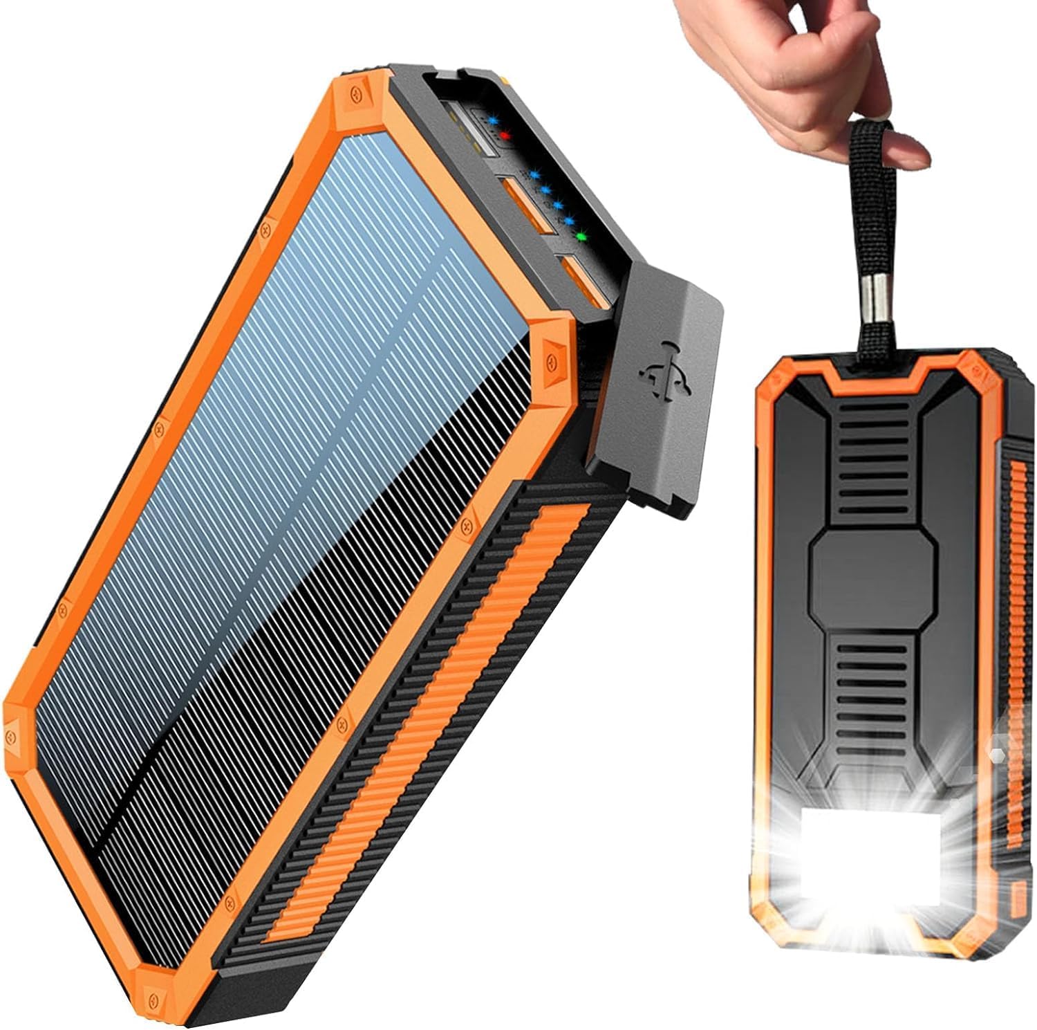 Solar Power Bank 20.000 mAh, PD20W Waterproof Solar Charger USB C ...
