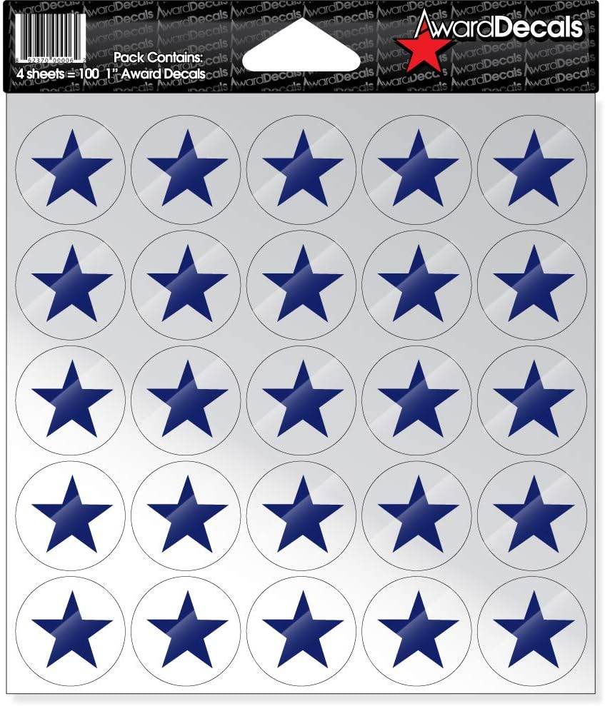 Amazon.com: Award Decals Star (100 Stickers) (Royal Blue on Clear ...