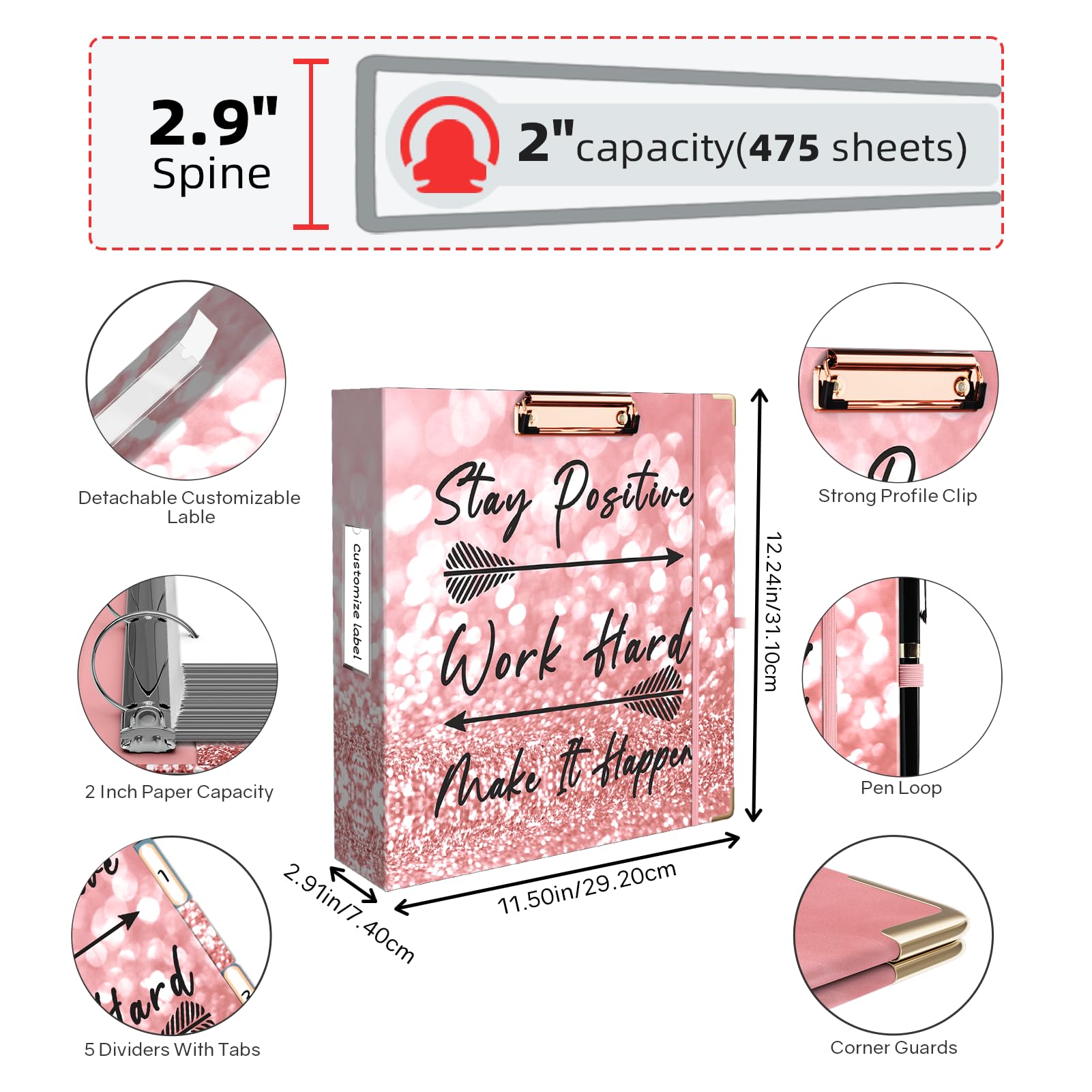 Snapklik.com : EYROZILL Cute Binders Decorative Hardcover 3 Ring Binder ...