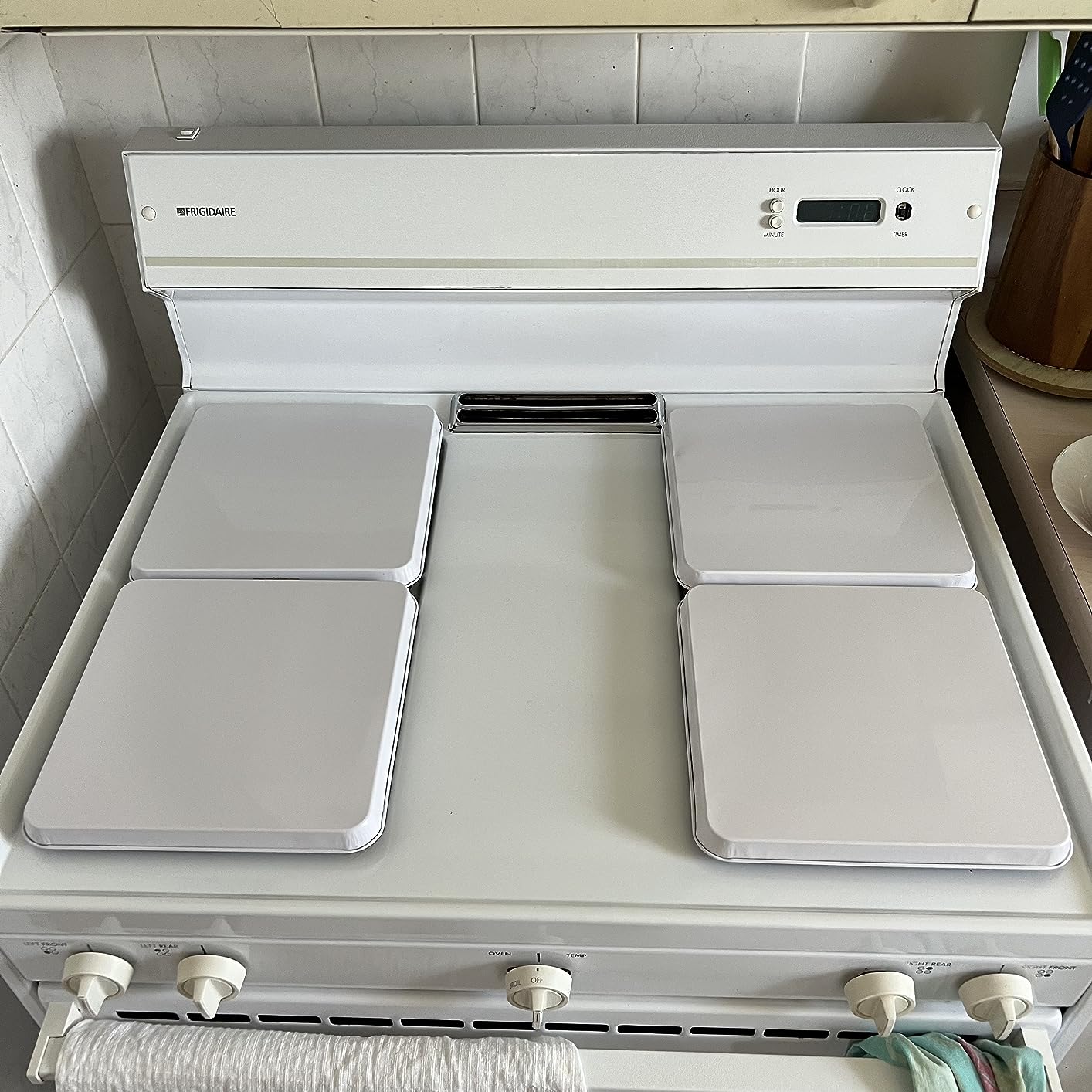 Amazon.com: Range Kleen Stove Burner Covers – 4 White 9.5” Square ...