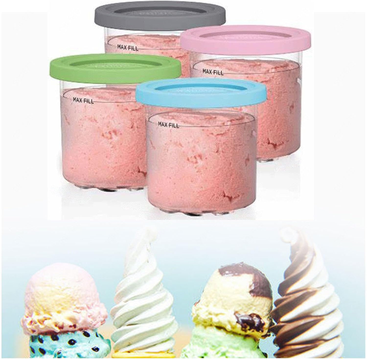 Amazon.com: VRINO Creami Pints, for Ninja Creamy Pints Lids,16 OZ ...