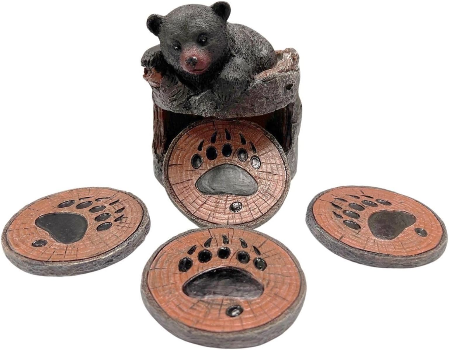 Amazon.com: BestGiftEver Sleeping Black Bear Coaster Set with Holder ...