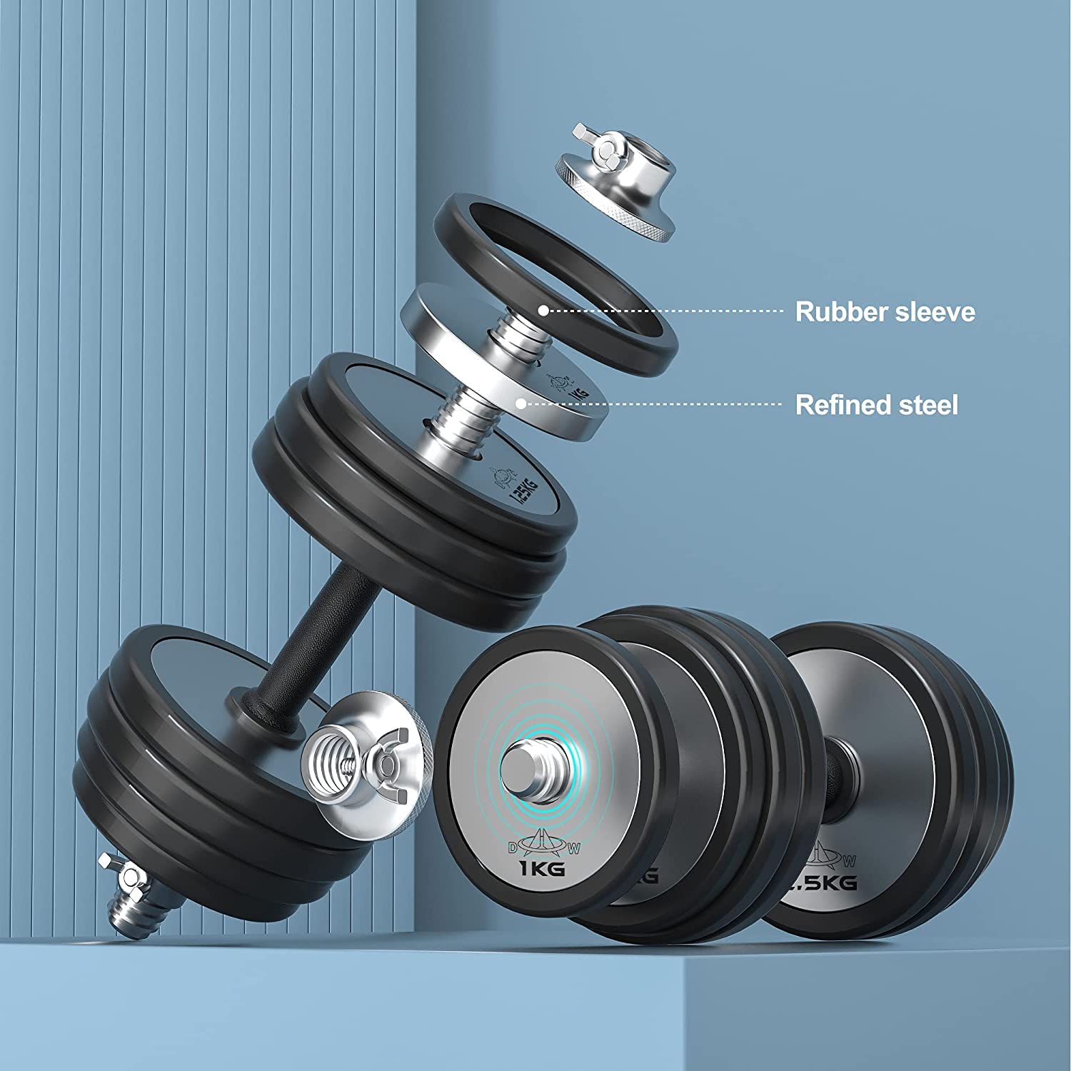 Snapklik.com : Pure Steel Adjustable Dumbbells Barbell Weights Set 90 ...