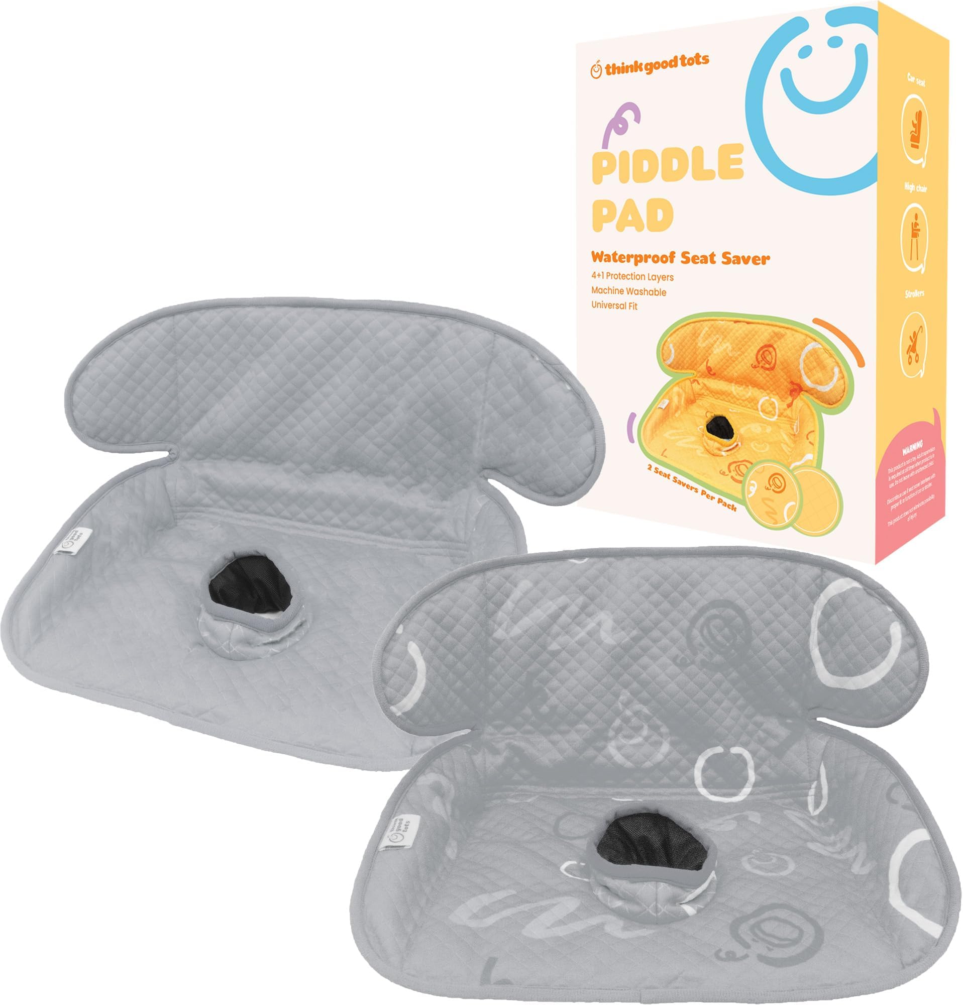 Amazon.com: THINK GOOD TOTS Grey Piddle Pad: Waterproof Car Seat ...