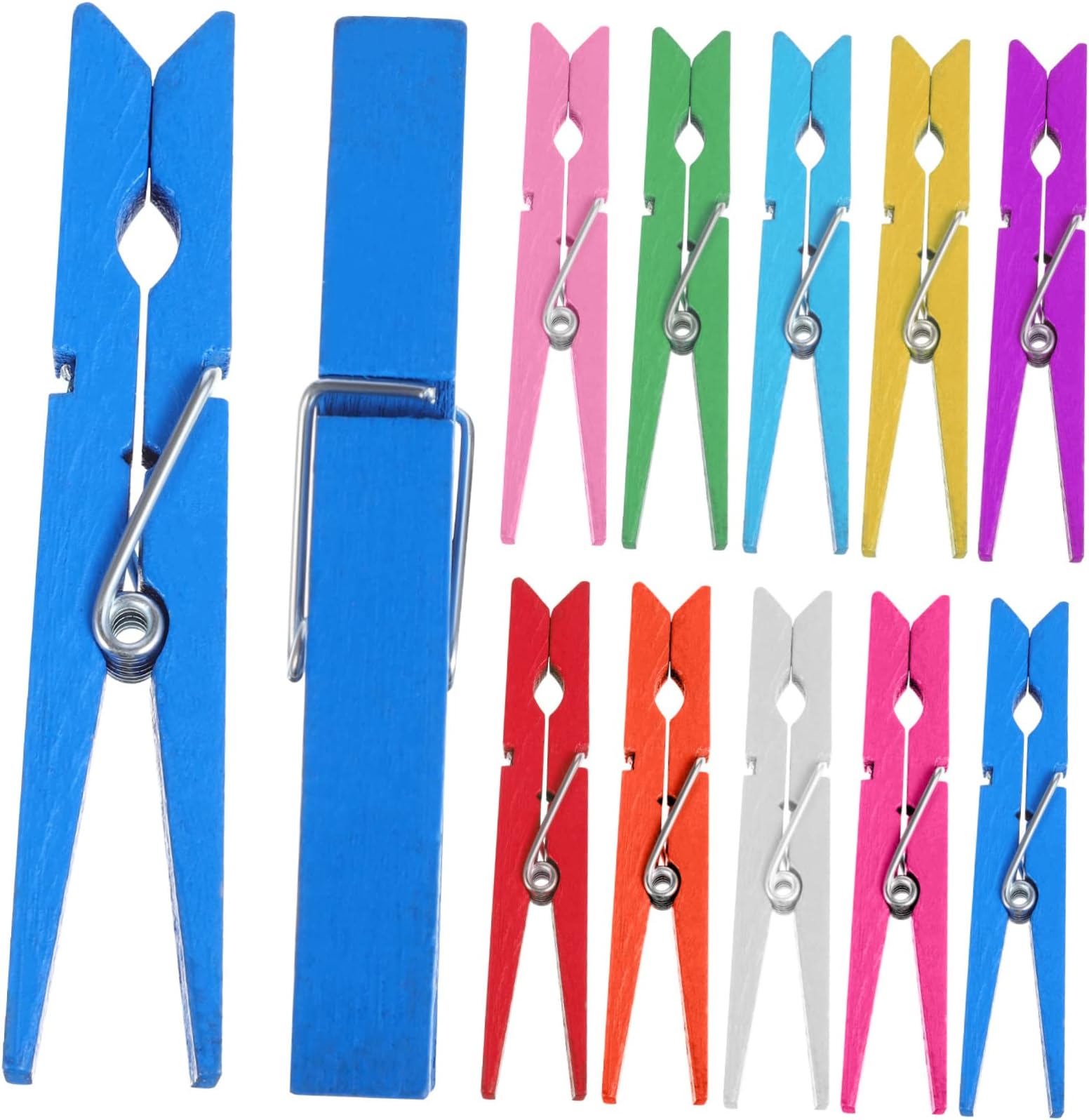 Amazon.co.jp : NUOLUX 100個 個 木製 クリップ 大 洋服 ピン バインダー クリップ ミニ 木製 洗濯バサミ 洗濯物 クリップ 洋服 小 洋服 木製 カラー 木製 ...