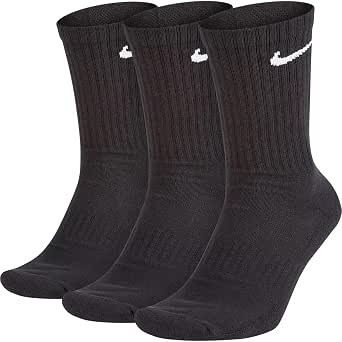 Nike Unisex Everyday Cotton Cushioned Training Crew Socks 3 Pack (B ...