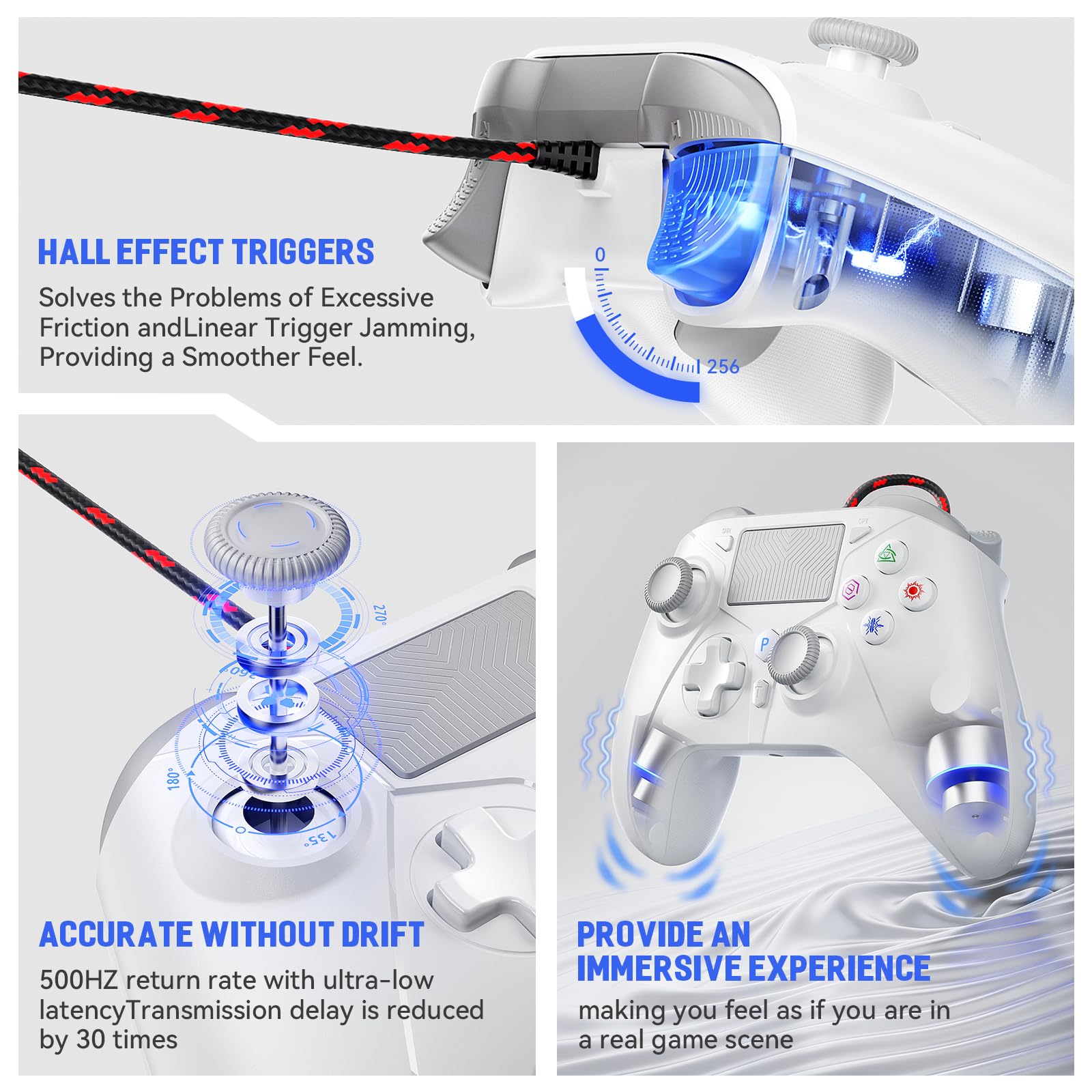 PS5 Controller Dinosoo Wired - 10ft Cable With Hall Effect Joystick ...