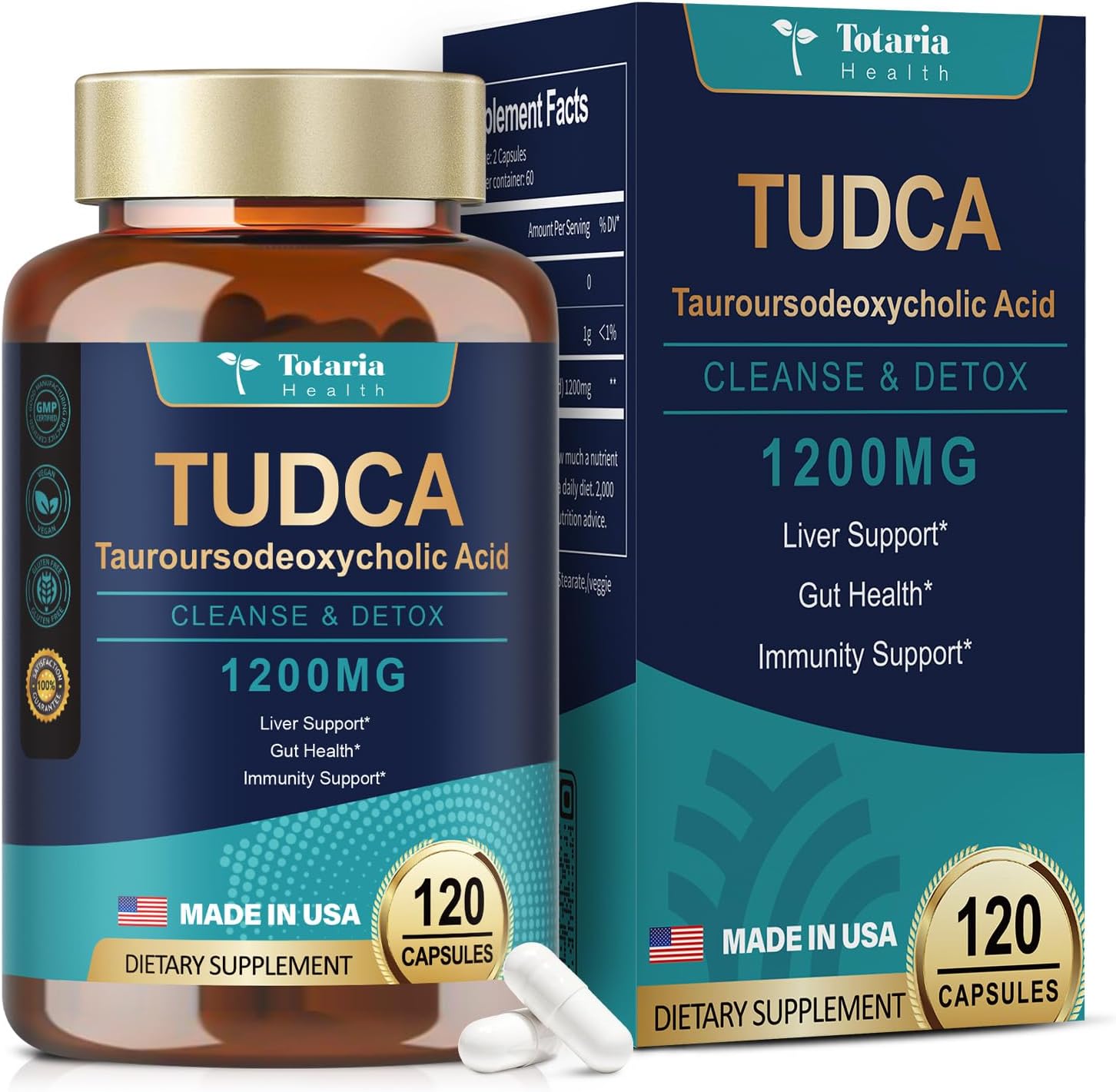 Amazon.com: Totaria TUDCA Supplement 1200mg (Tauroursodeoxycholic Acid ...