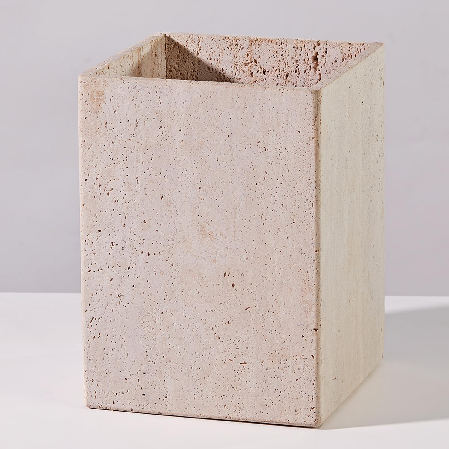 Amazon.com: Travertine Bathroom Trash Can, Natural Organic Stone Office ...