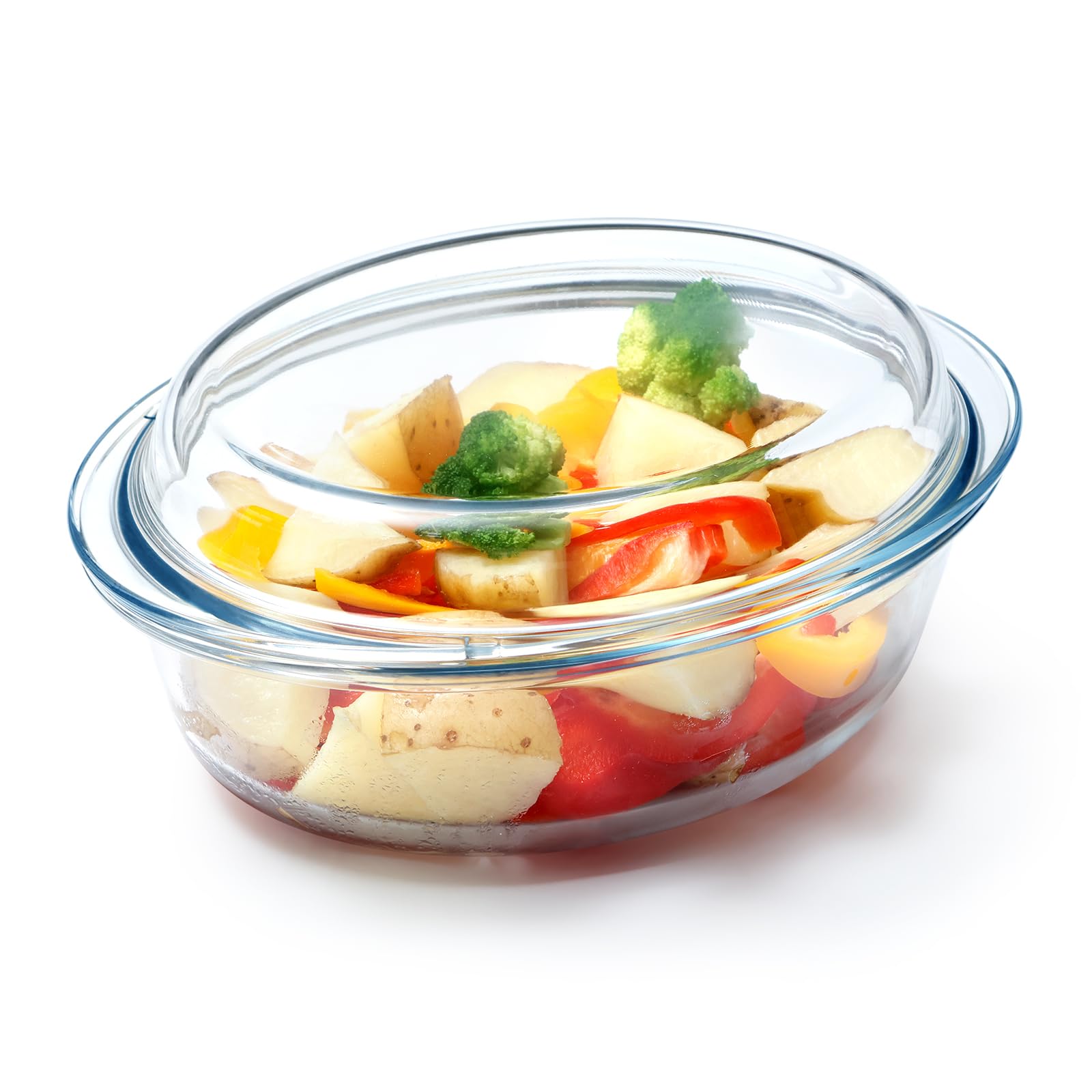 NUTRIUPS Oval Casserole Dish, 1.4L Small Oven Dish with Lid, Glass ...