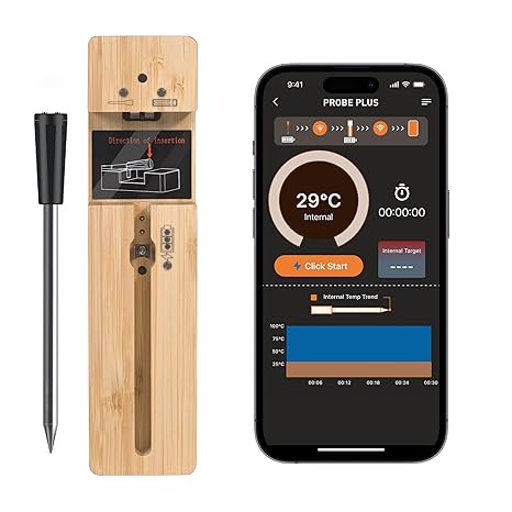 lfcforldx Wireless Smart Meat Thermometer with Bluetooth | Long Range ...
