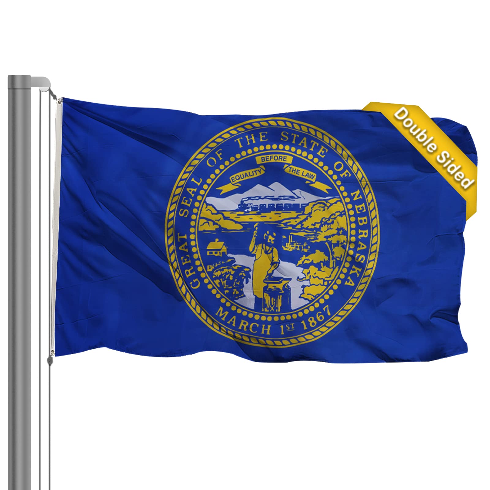 Amazon.com : AZCOVER Nebraska Flag 3x5 Ft Made in USA, 3 Ply Double ...