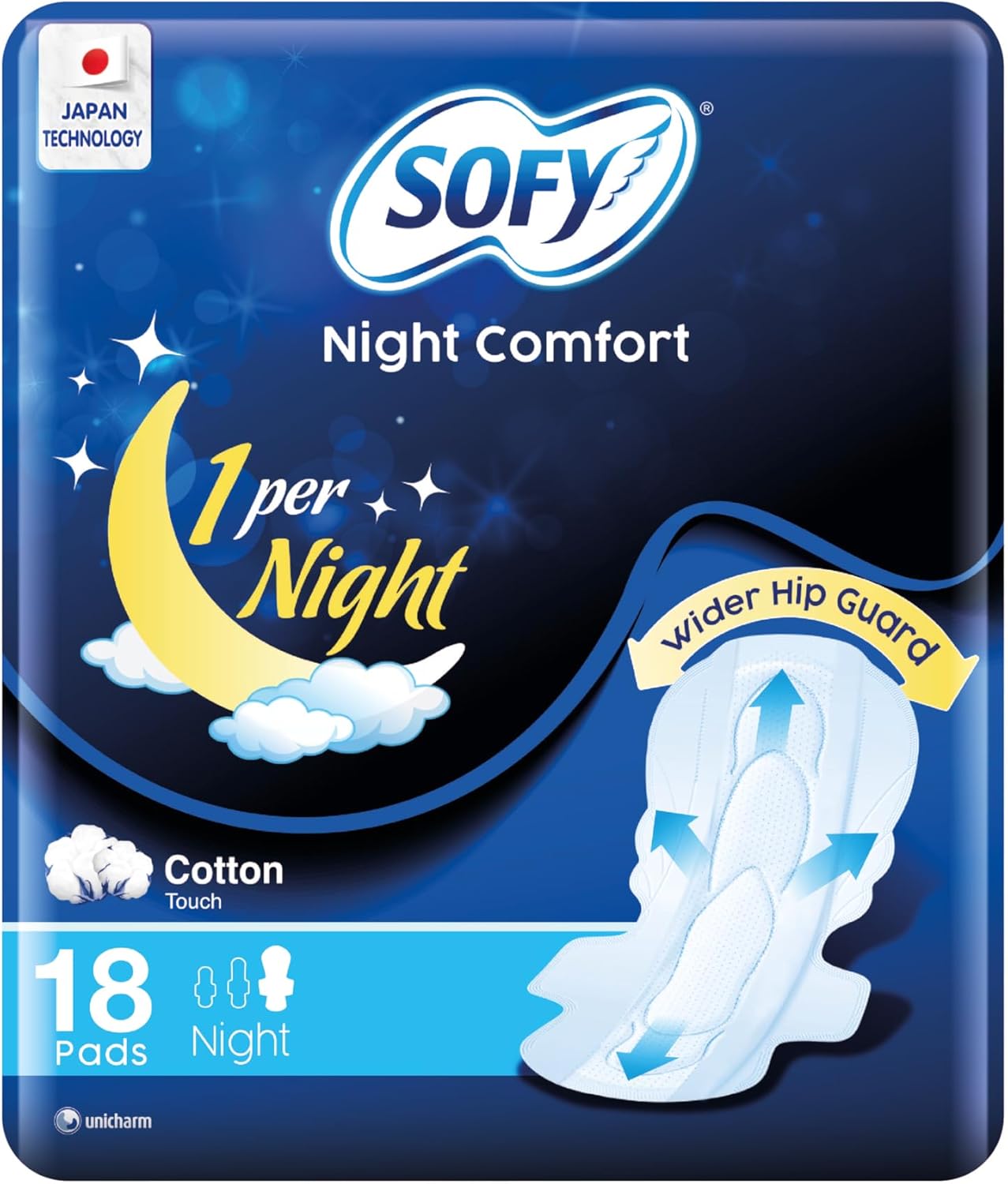 SOFY Night Comfort Sanitary Pads, Wider Hip Guard, 35 cm, Pack of 18 Pads : Buy Online at Best ...