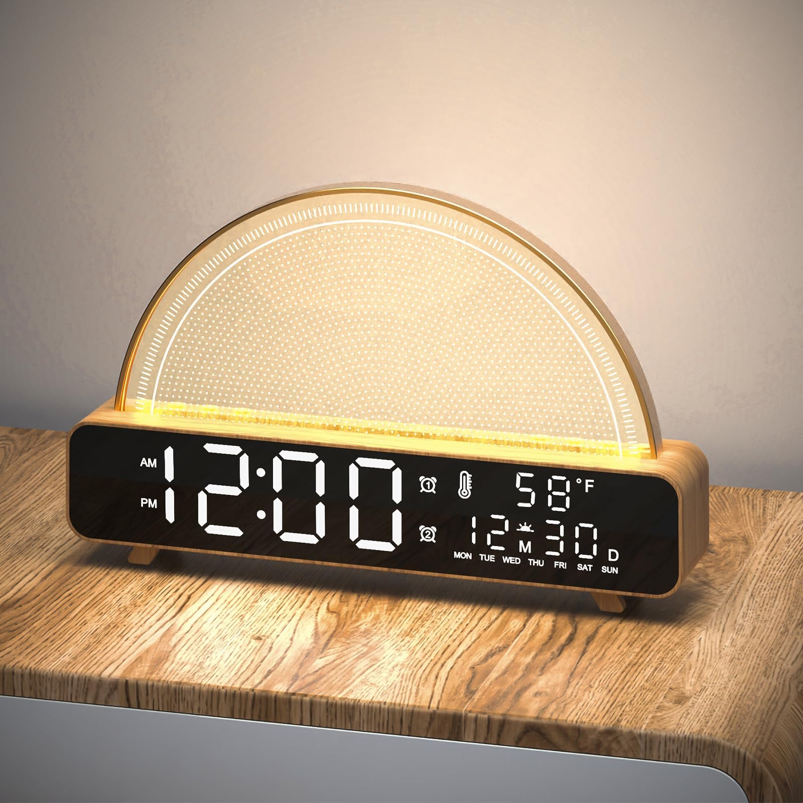 Amazon.com: Ontseev Sunrise Alarm Clock Sleep Sound Machine Temperature/Calendar Display Wake Up ...