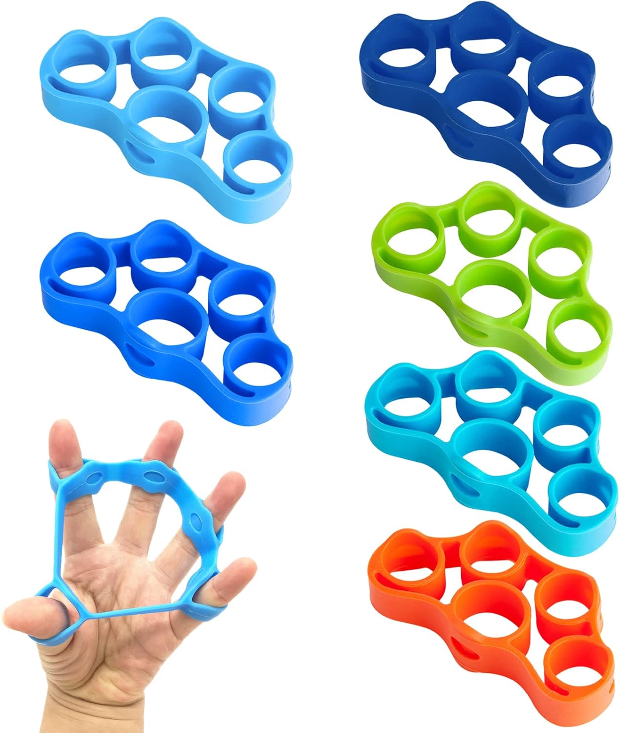 Mlysnd 6pcs Finger Strengthener Bands, Silicone Finger Exerciser Hand ...