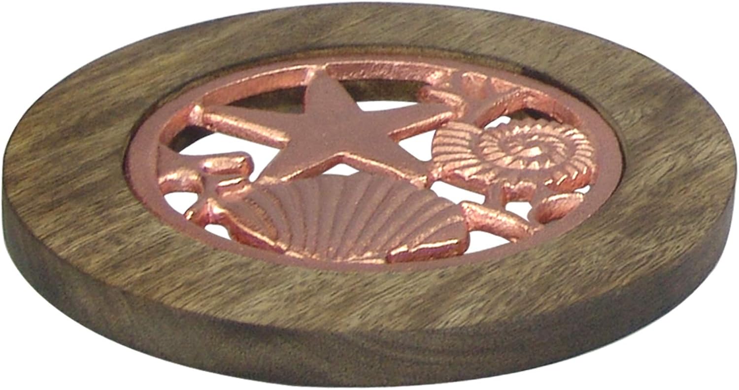 Amazon.com: nu steel COPPER WOODEN TRIVET-BURNT WOOD FINISH, 7" Dia ...