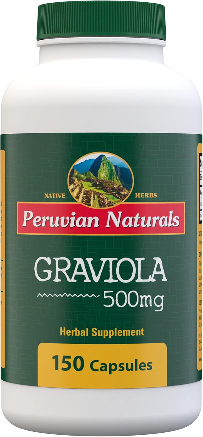 Amazon.com: Peruvian Naturals Graviola 500mg - 150 Capsules (Soursop / “Hojas de Guanabana ...