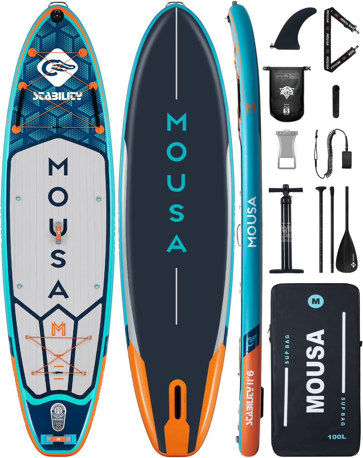 MOUSA 11'6"×35" Extra Wide Inflatable Stand Up Paddle Board, Stable ...