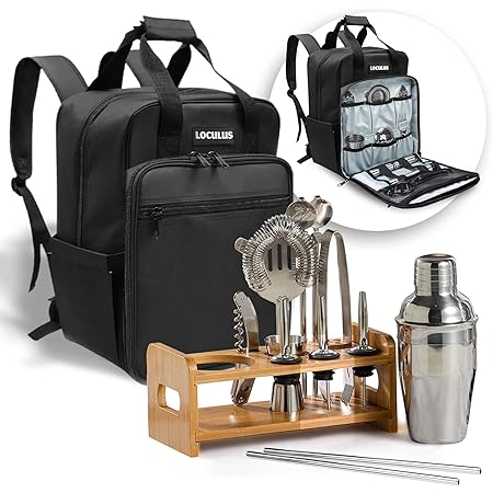 Amazon.com: Loculus Bartender Bag & 13 Pcs Stainless Steel Travel ...