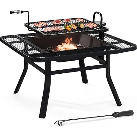 Amazon.com : Skyflame Outdoor Fire Pit Grill Combo - Stainless Steel ...