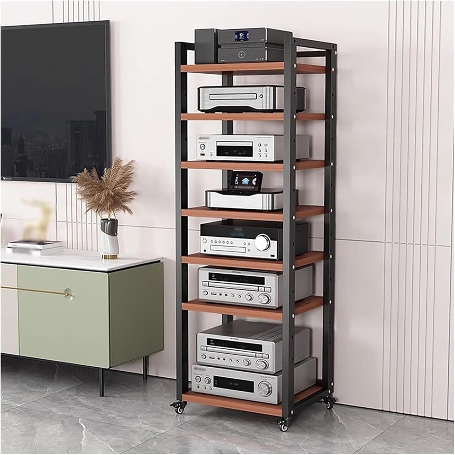 Amazon.com: 7 8 6 5 Tier AV Media Stand Cabinet Floor-Standing Audio Rack, Tall Heavy Duty Audio ...
