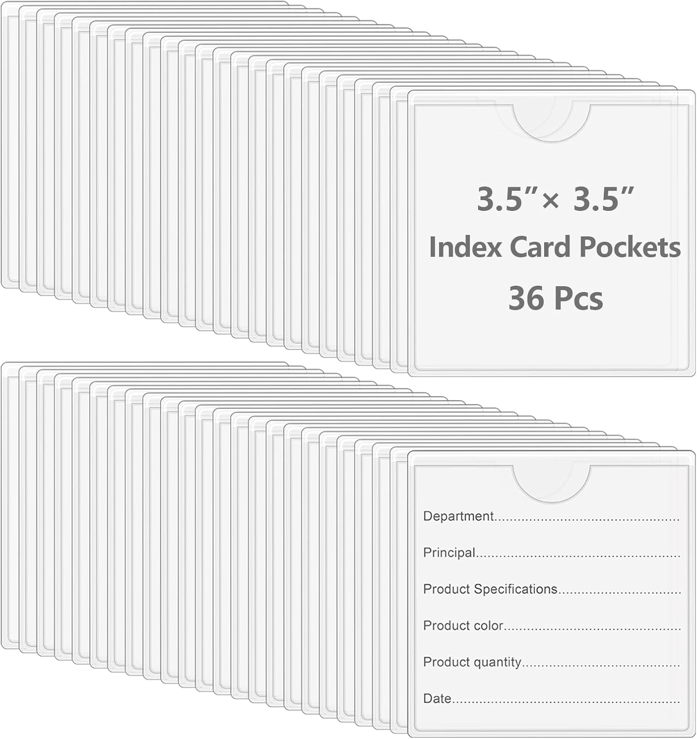 Amazon.com : 36 Pack Adhesive 3.5" x 3.5" Index Card Pockets with Top ...