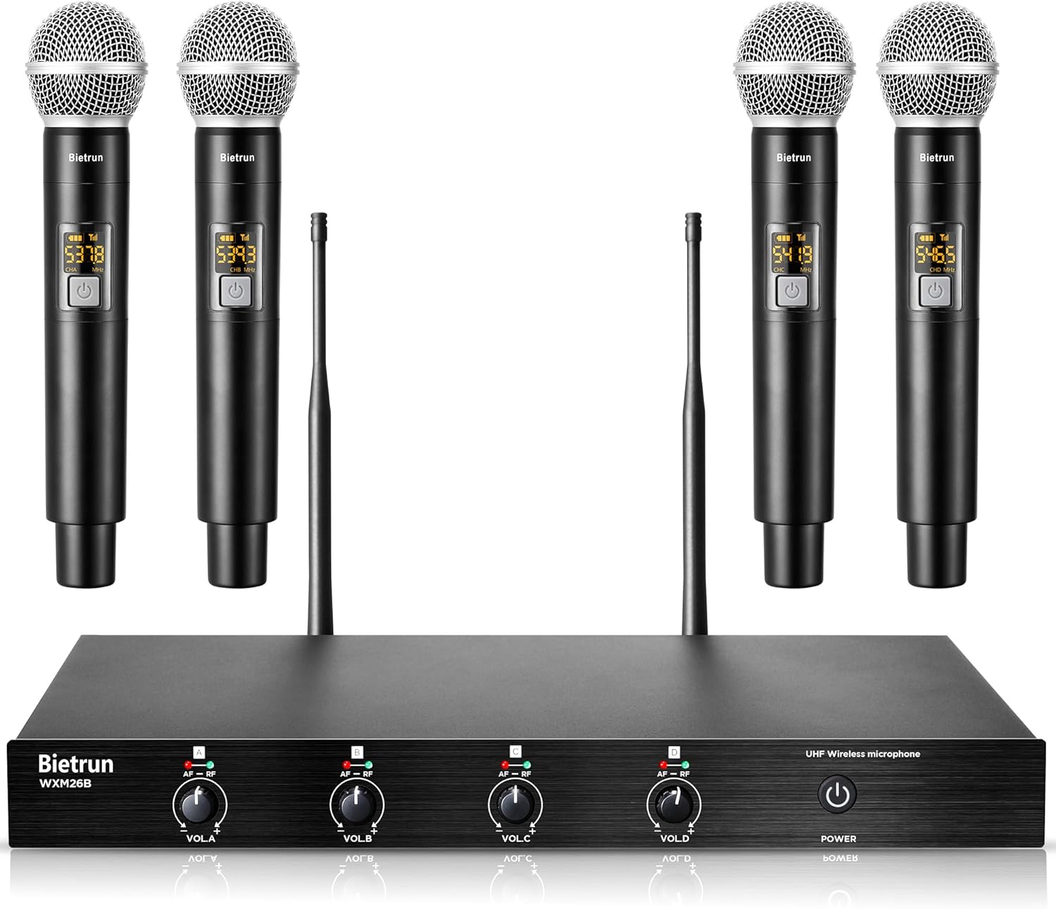 Amazon.com: Bietrun 4-Channel Wireless Microphones System with 4 ...
