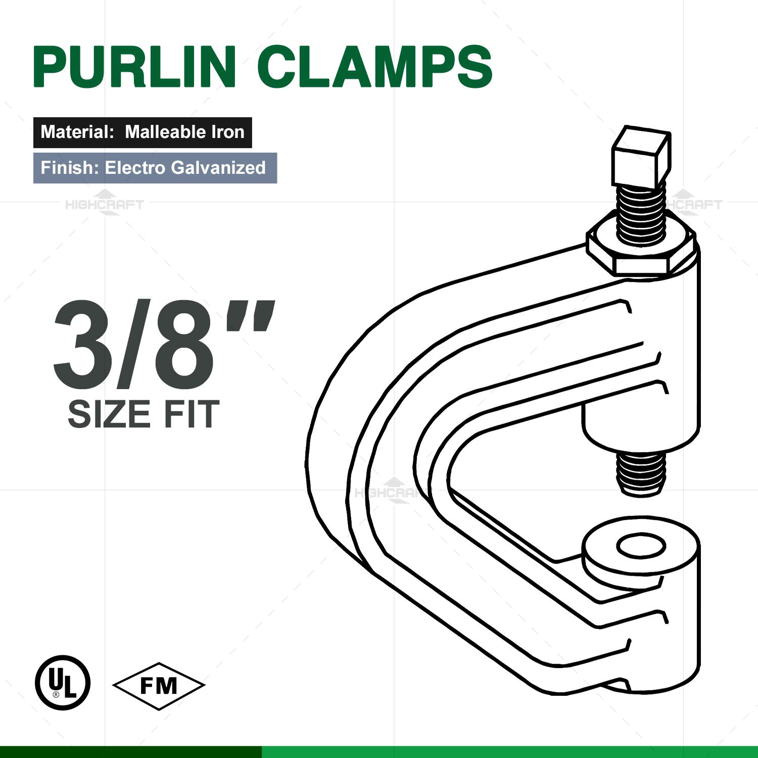 Snapklik.com : Highcraft PCLMPG38-5 Heavy Duty Industrial Purlin Beam ...