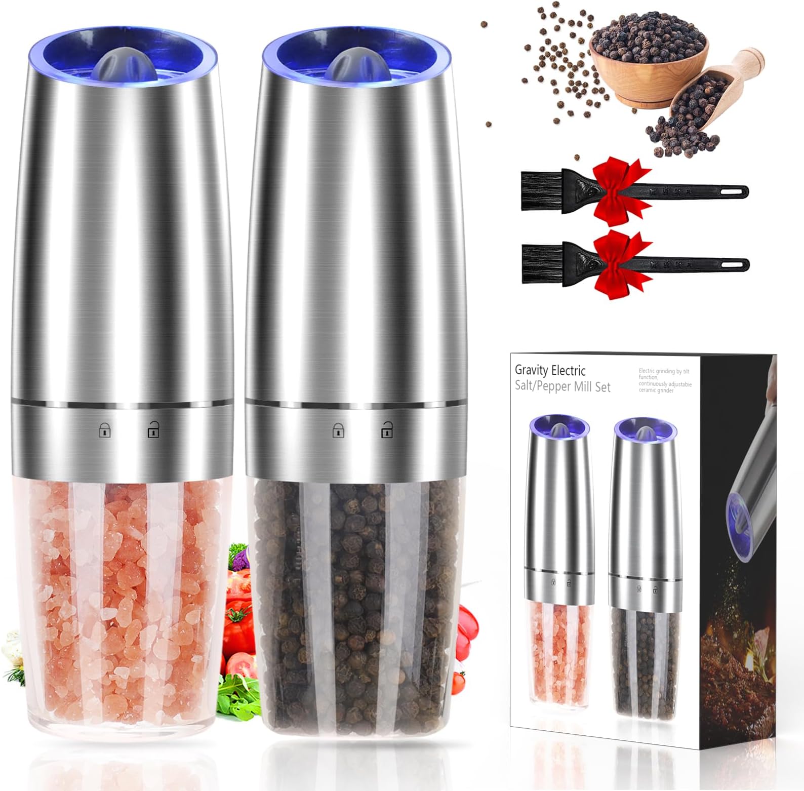 Amazon.com: GZOOGHOME Electric Salt and Pepper Mill Grinder Set (Do Not ...