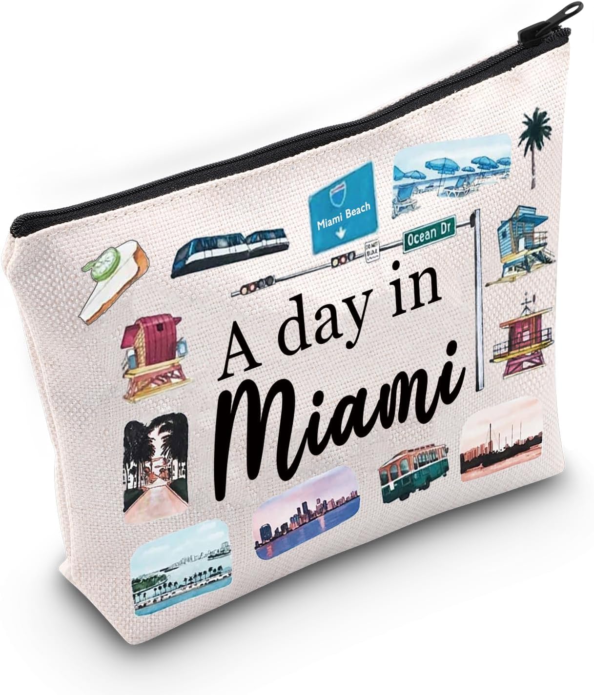 Amazon.com: JNIAP Miami City Cosmetic Bag Miami Souvenirs Gift For ...
