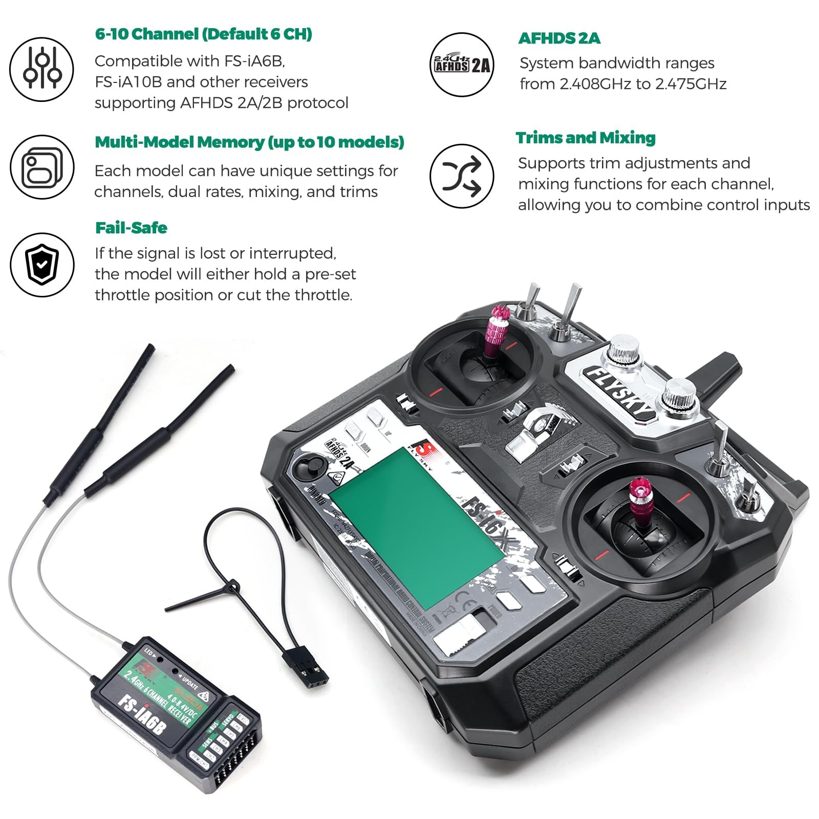 Snapklik.com : Flysky FS-i6X 6CH 2.4GHz RC Radio Transmitter Controller