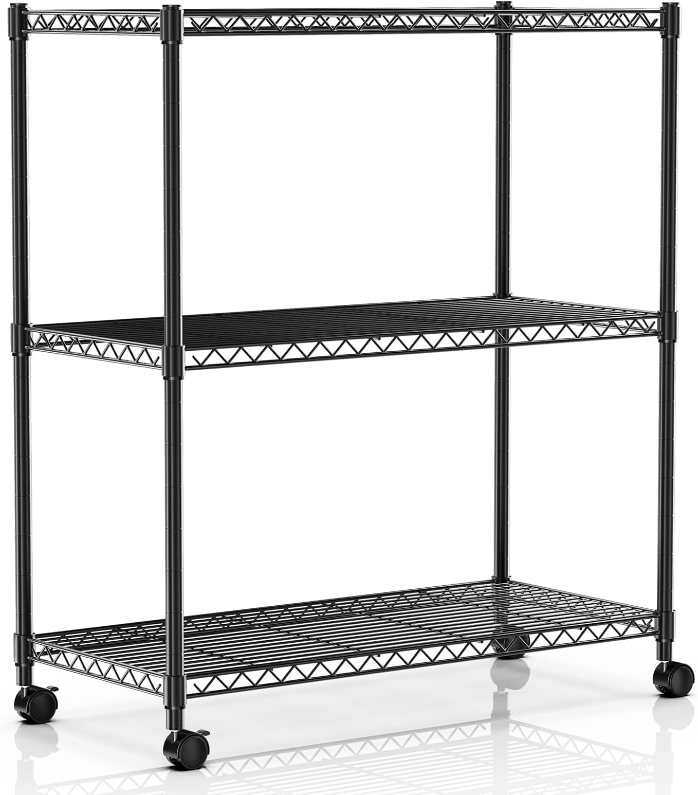 Simple Deluxe Heavy Duty 3-Shelf Shelving with Wheels, Adjustable ...
