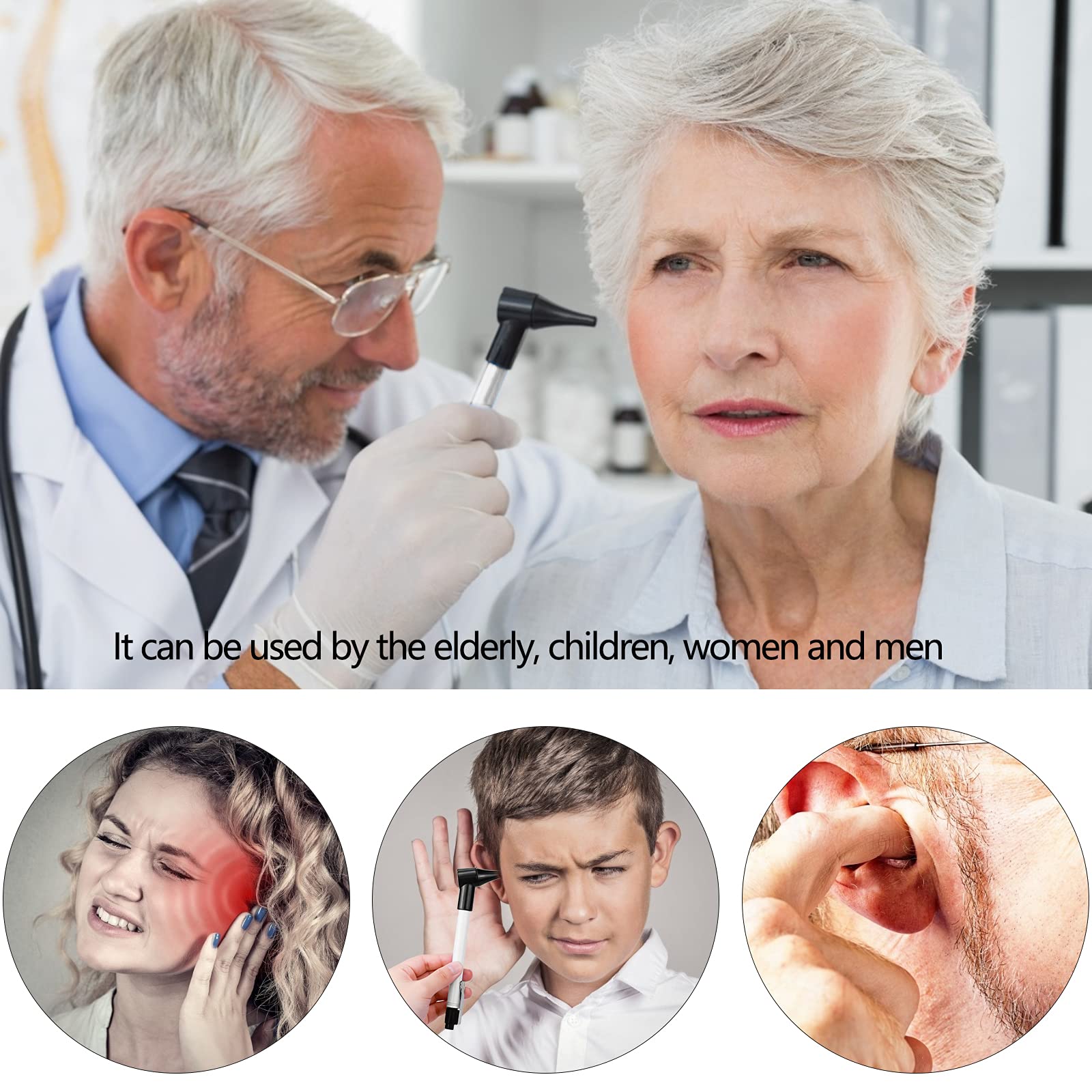 Ear Light Otoscope, Portable HD Ear Microscope, Diagnostic Penlight ...