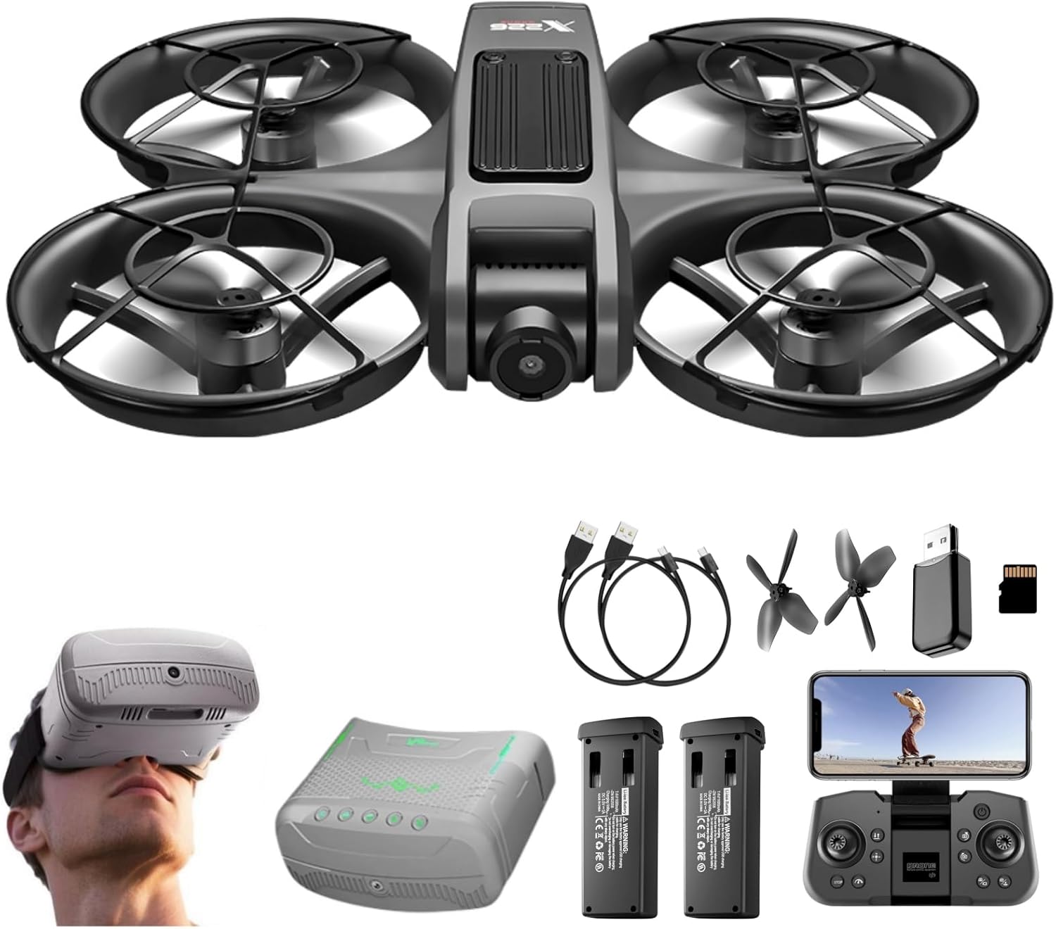VR FPV Drone with VR Goggles, One Key Takeoff/Landing, APP Control ...