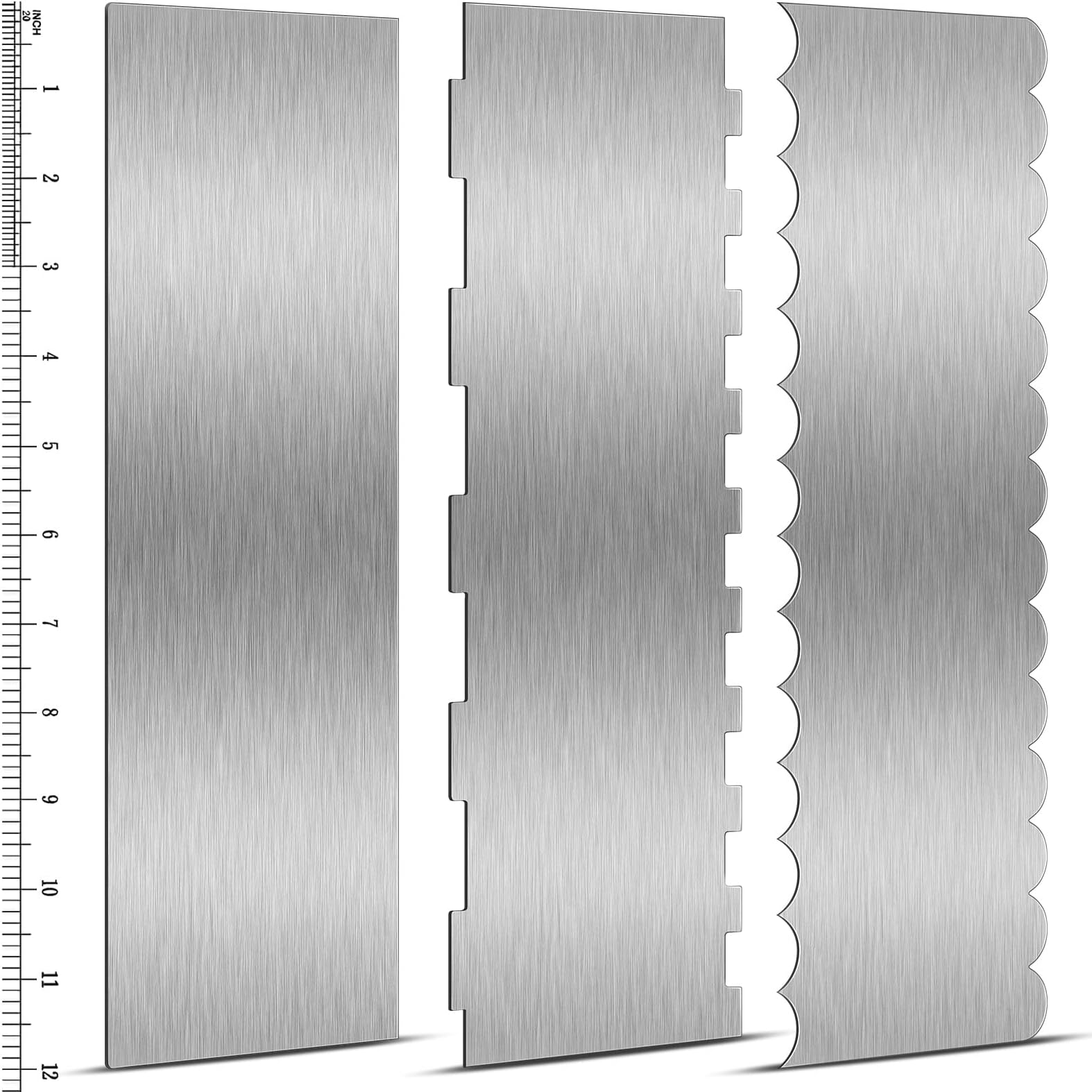 Amazon.com: Patelai 10 Inch Stainless Steel Metal Cake Scraper Large ...