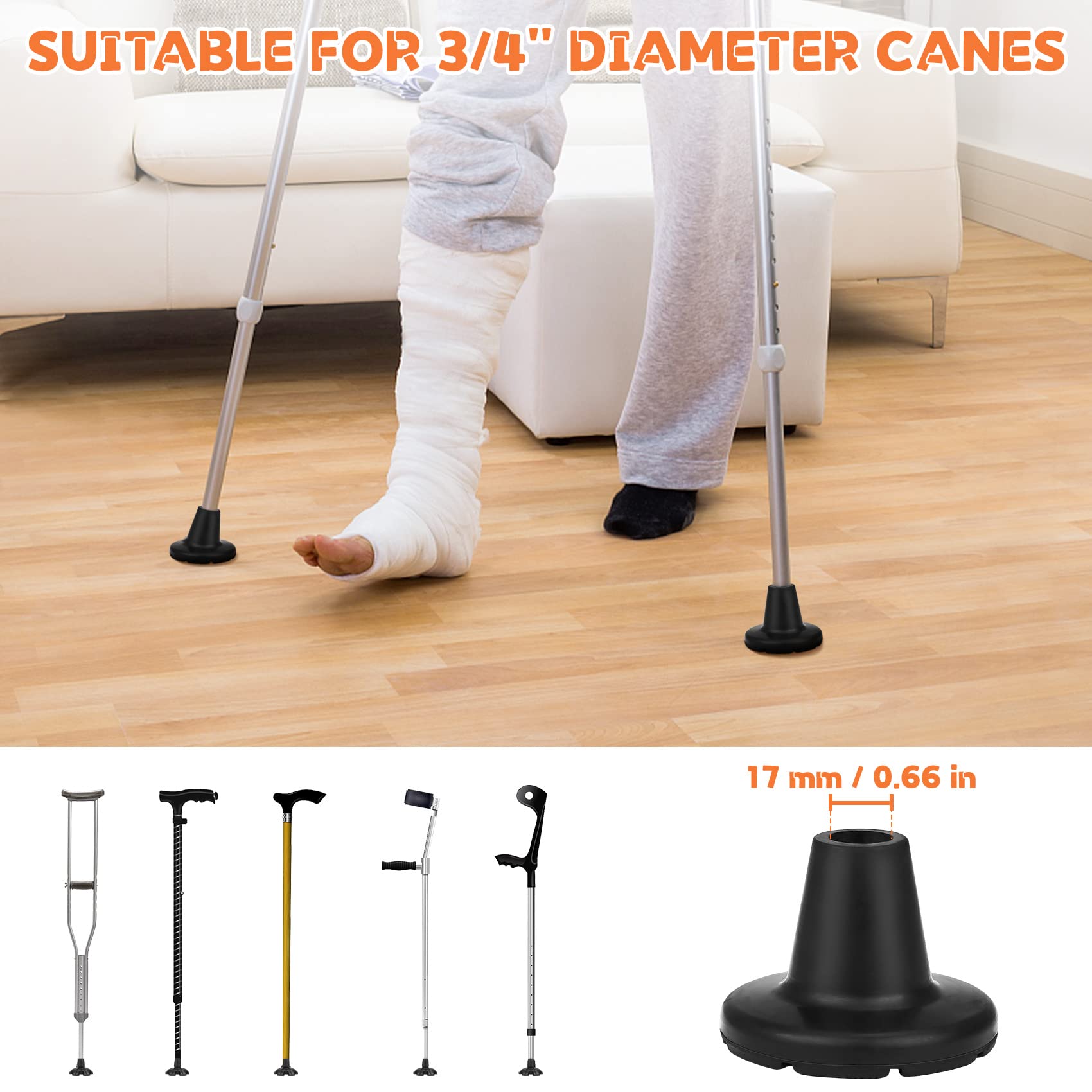 Snapklik.com : 2 Pack Rubber Cane Tips 3/4 Inch Heavy Duty Walking Cane ...