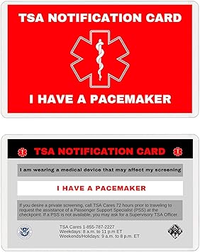 Amazon.com: TSA Notification Card for PACEMAKER wearers - Wallet ...