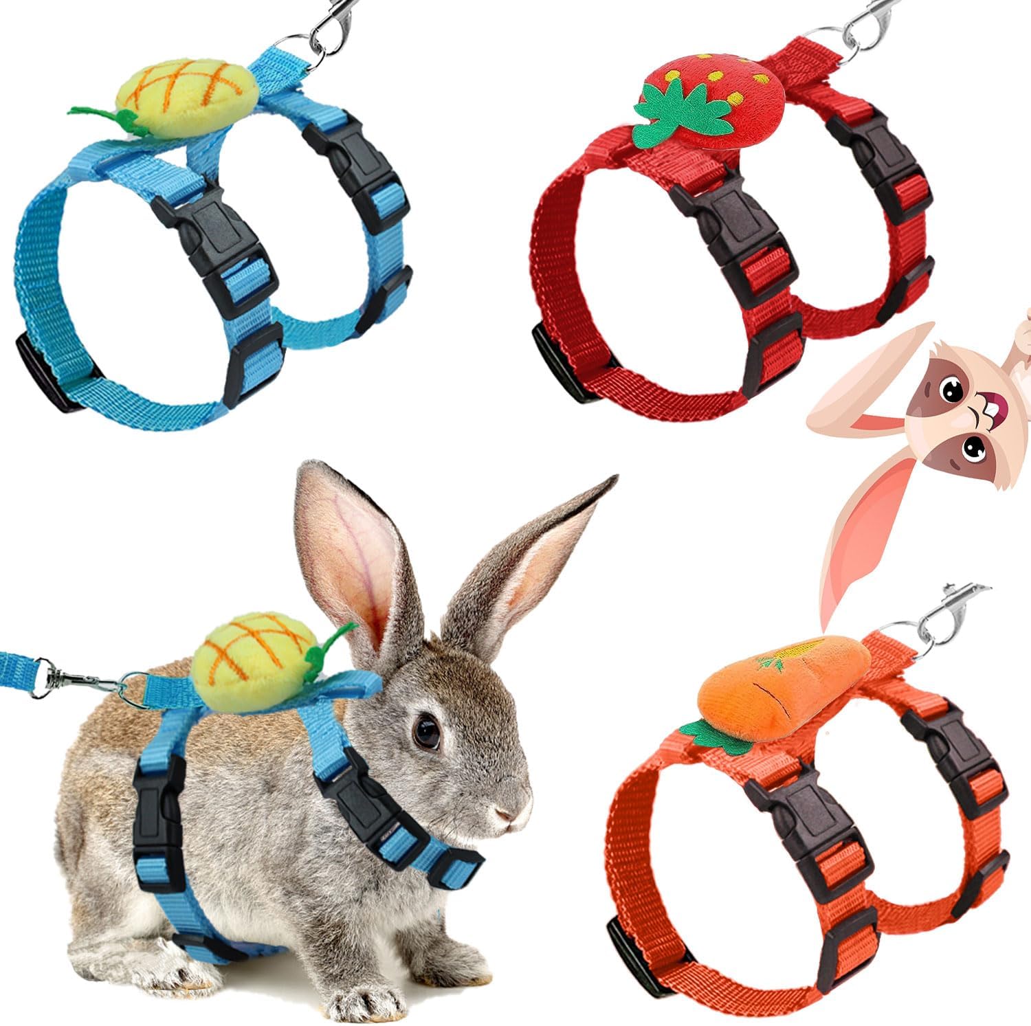Amazon.com : 3 Pieces Adjustable Rabbit Harness and Leash Bunny Harness ...